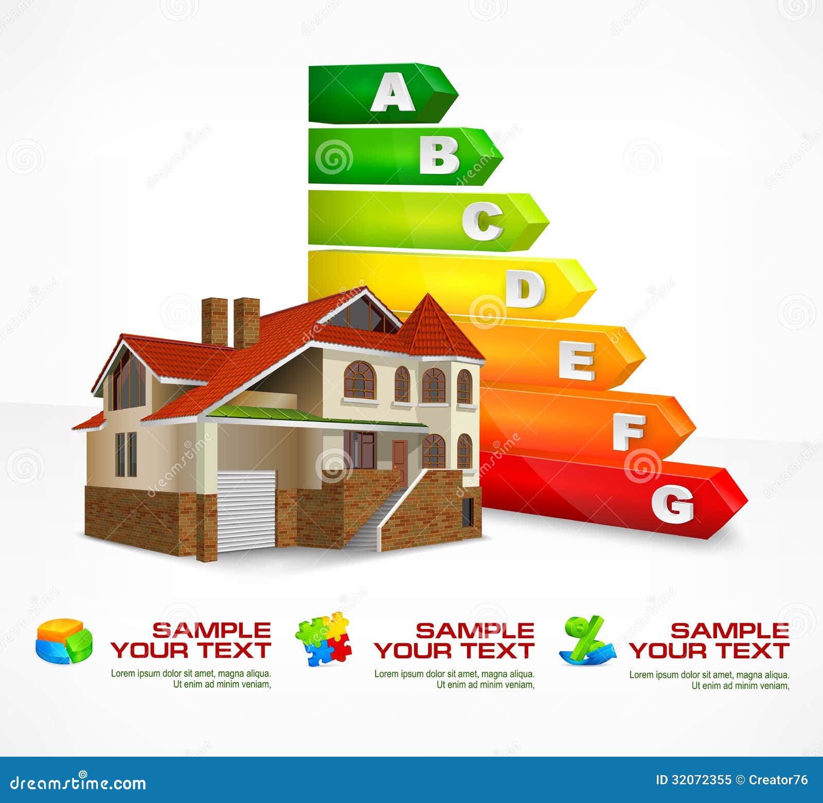 Energy Efficiency Rating with Big House & Text Stock Vector ...
