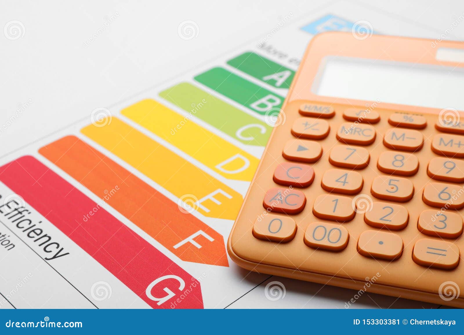 Energy Efficiency Rating Chart and Calculator Stock Image - Image of ...