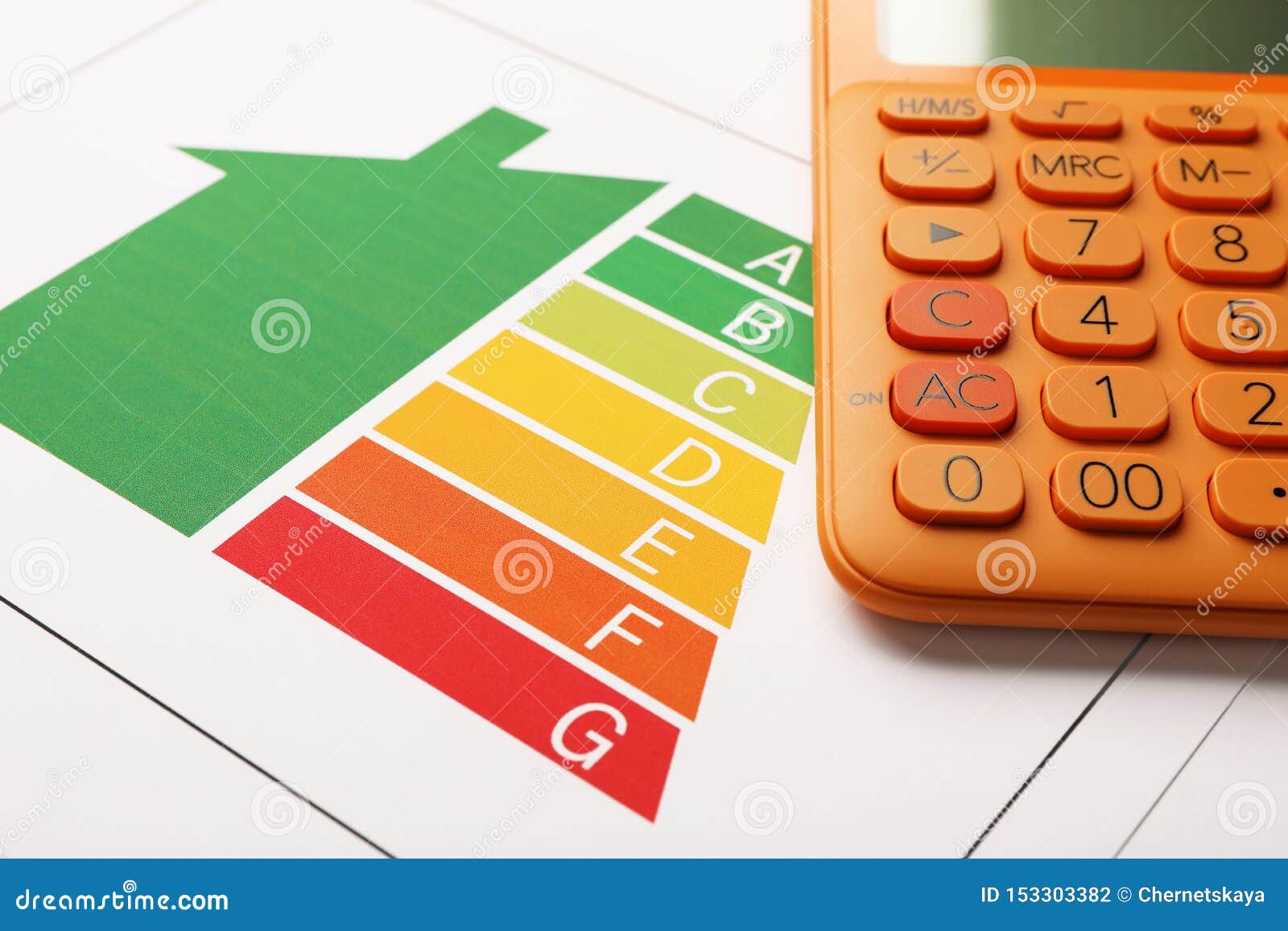 Energy Efficiency Rating Chart and Calculator Stock Photo - Image of ...