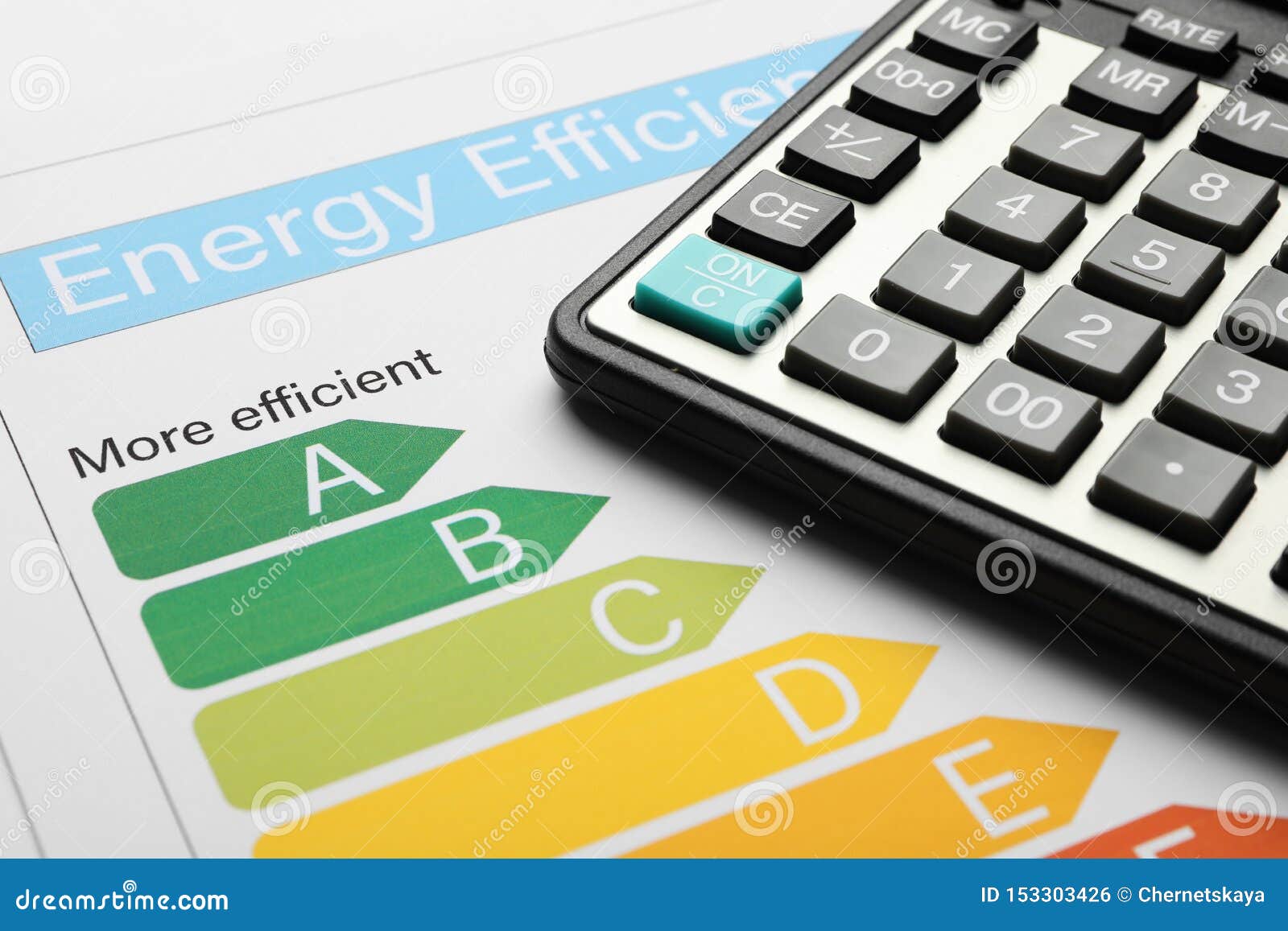 Energy Efficiency Rating Chart and Calculator Stock Photo - Image of ...