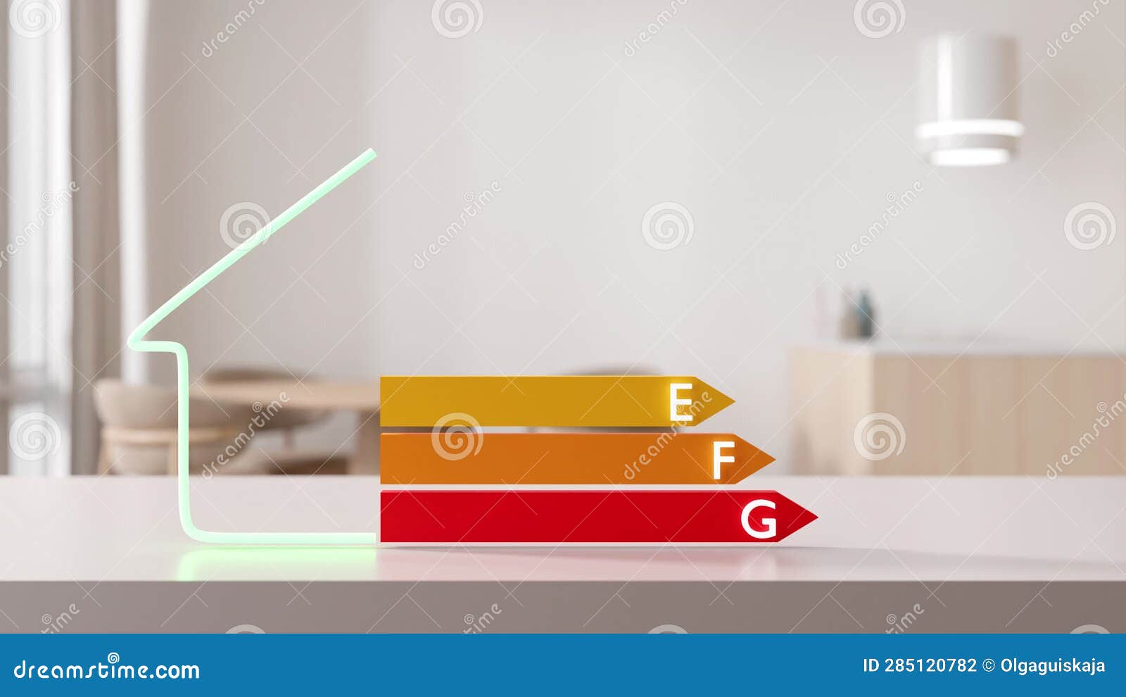 Energy Efficiency Rating Chart and Home Interior. Ecological and Bio ...