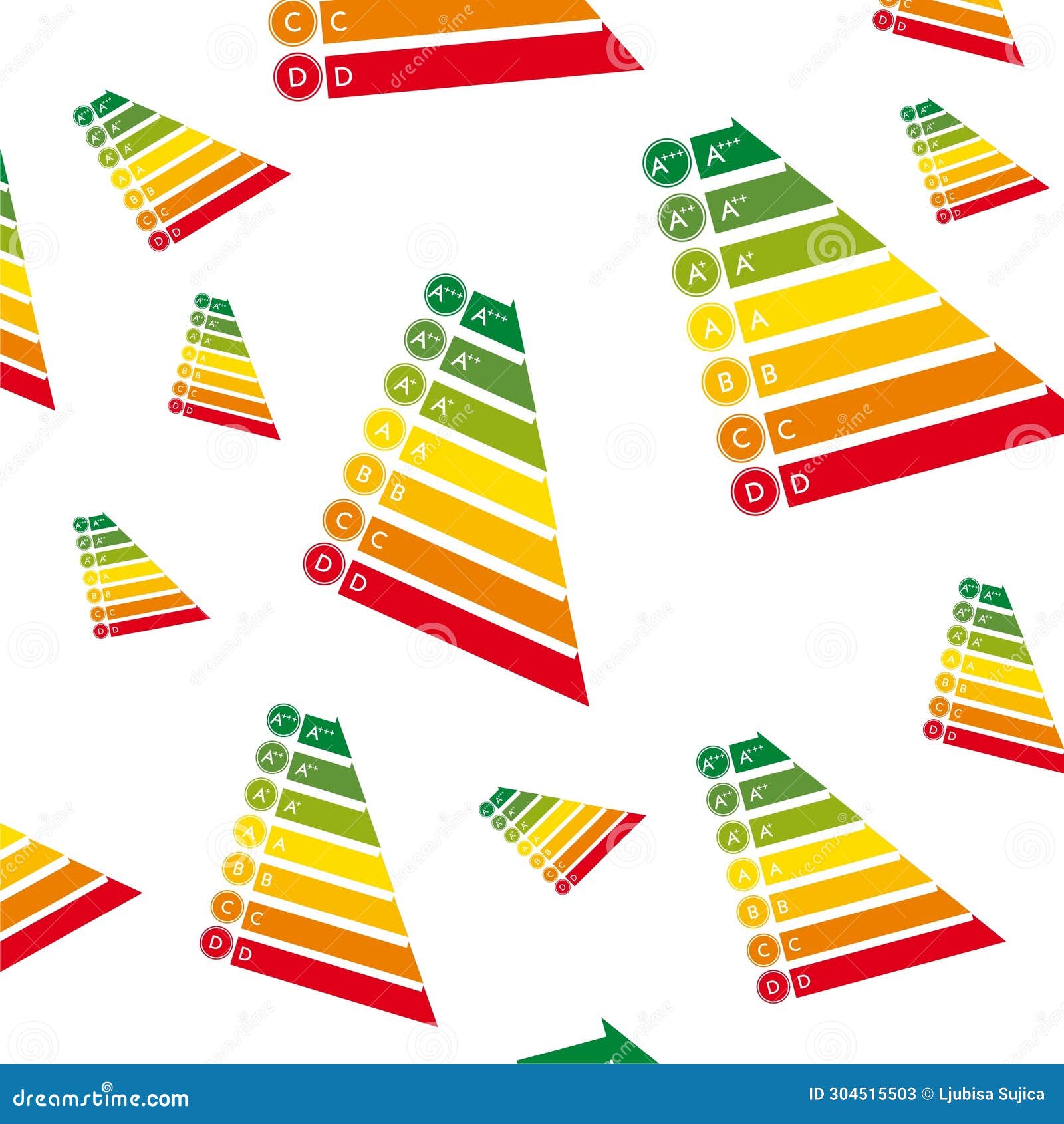 Energy Efficiency Rating Pattern Seamless Isolated on White Background ...