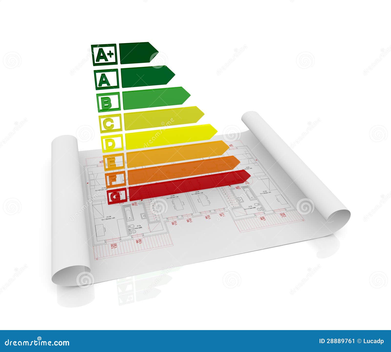 Energy efficiency scale stock illustration. Illustration of heating ...