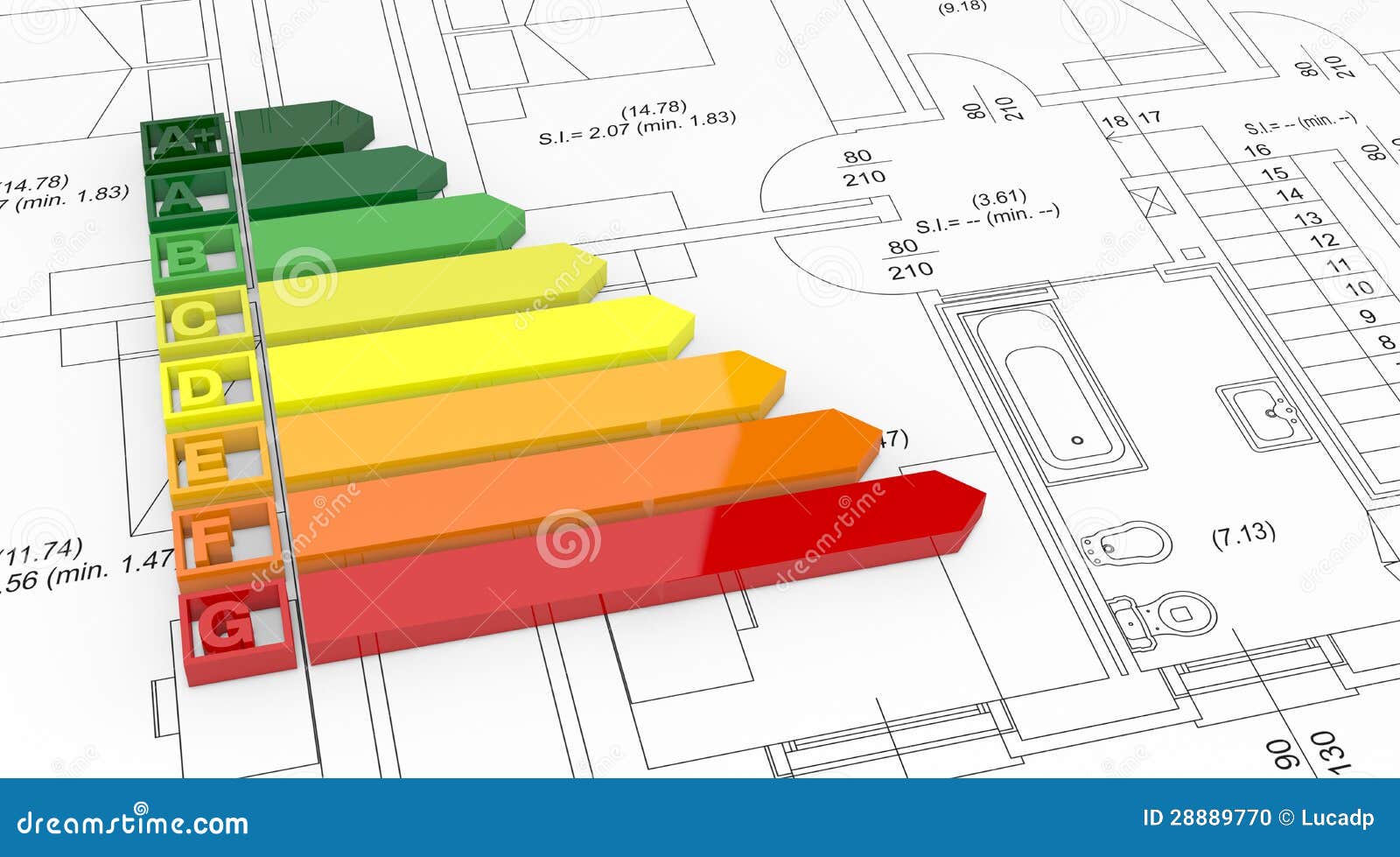 Energy efficiency scale stock illustration. Illustration of ecological ...
