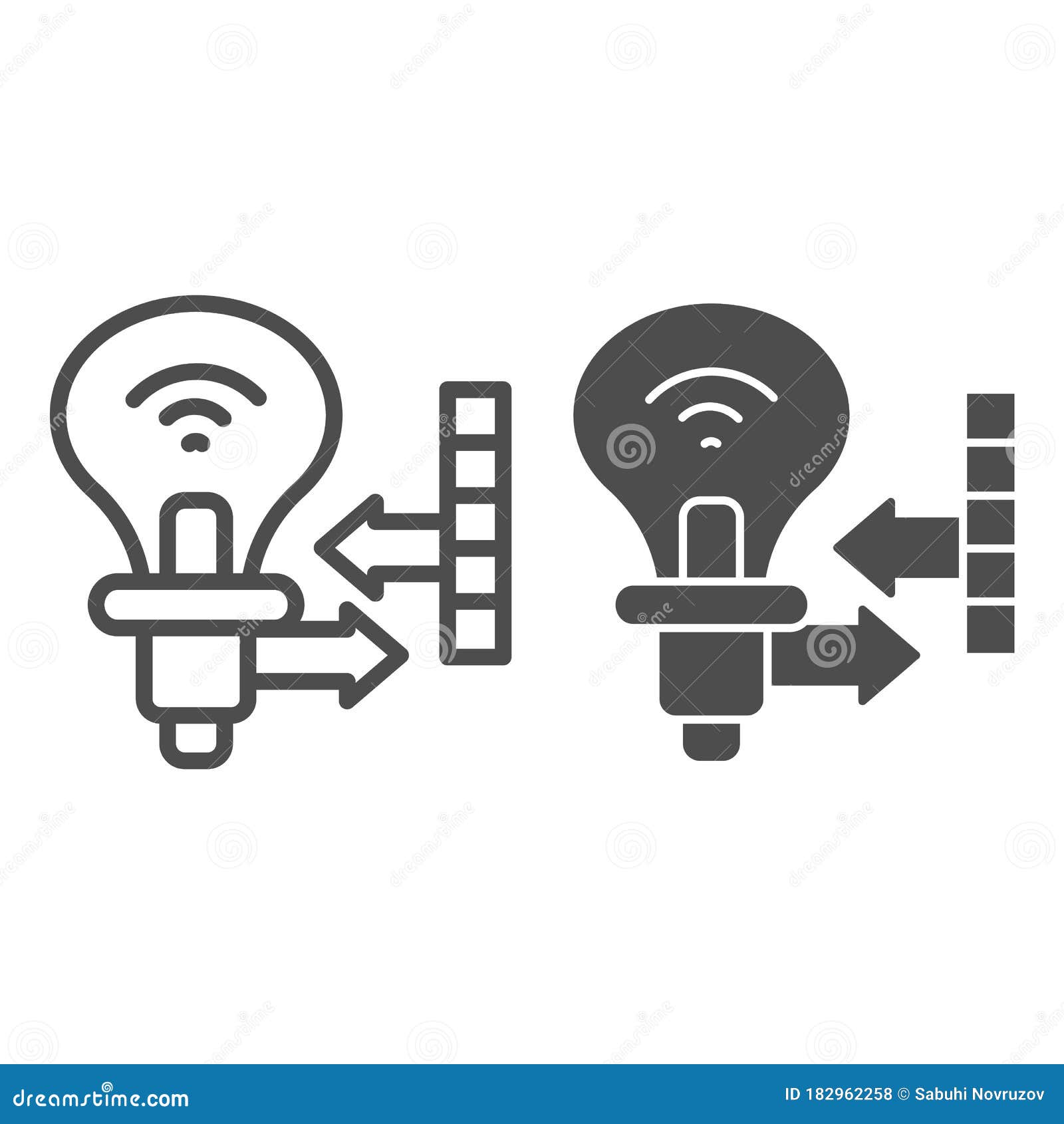 Energy-efficient Electronic Bulb and Indicators Line and Solid Icon ...