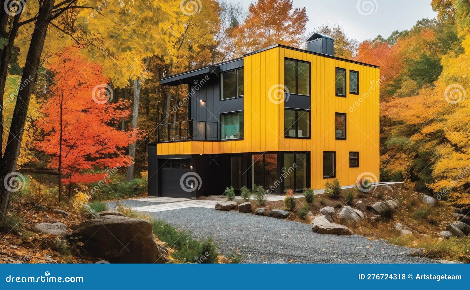 An Energy-efficient Exterior with a Bold Pop of Color. AI Generated ...