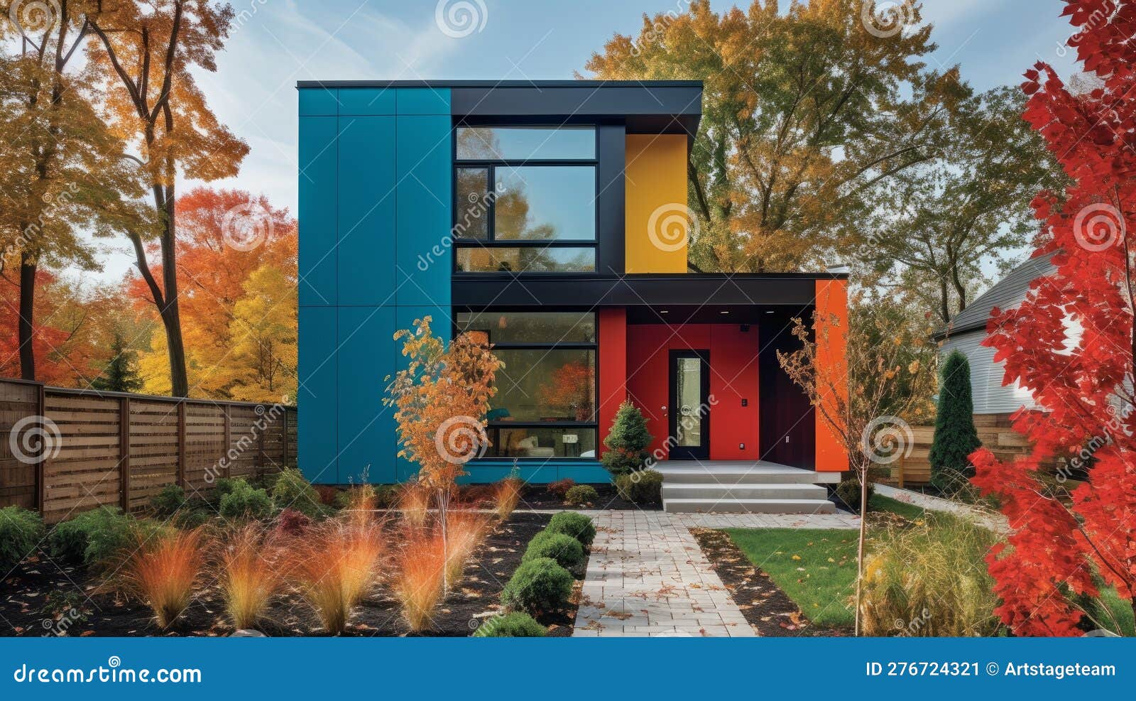 An Energy-efficient Exterior with a Bold Pop of Color. AI Generated ...