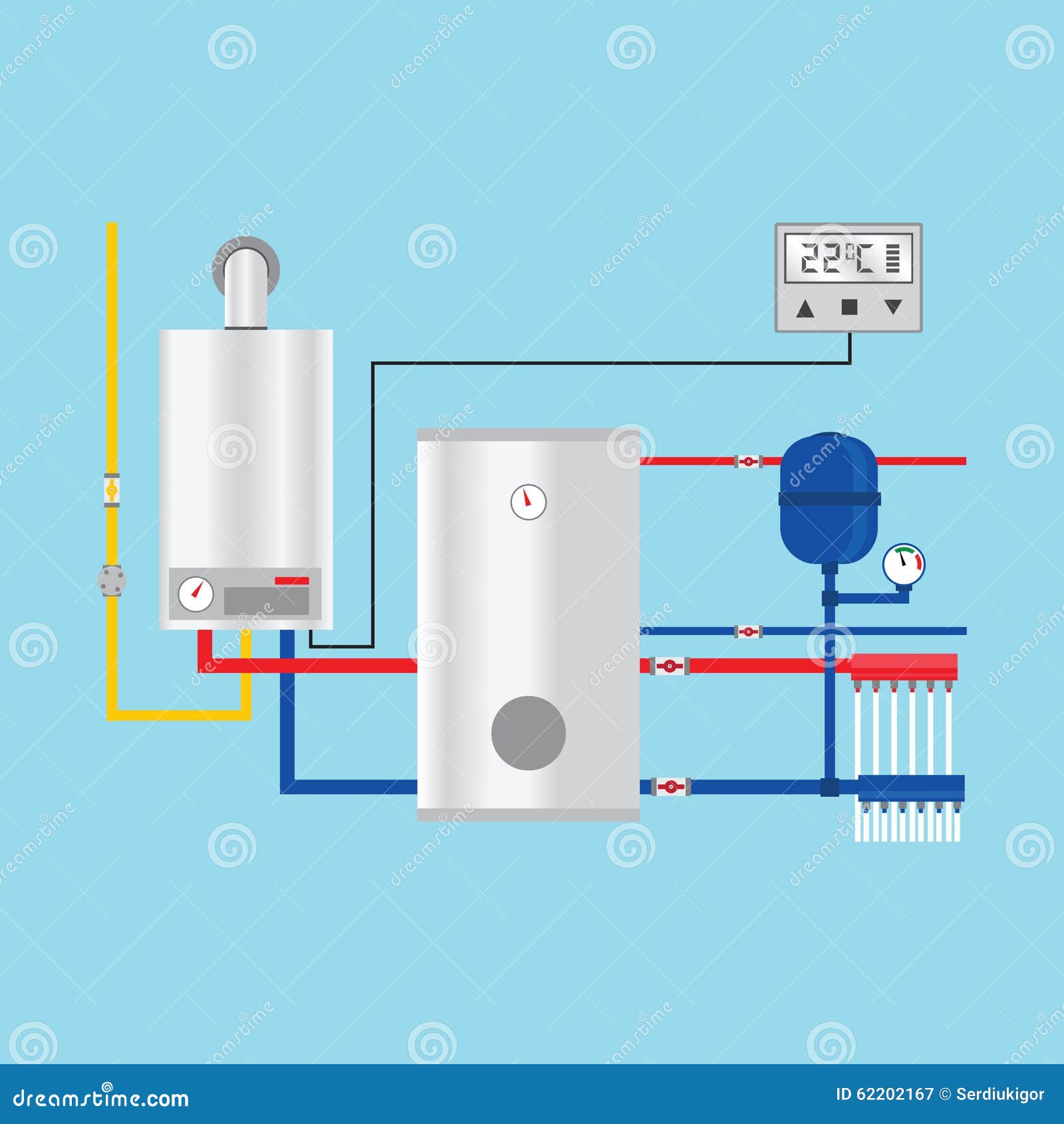 Energy Efficient Heating System with Thermostat. Stock Vector ...