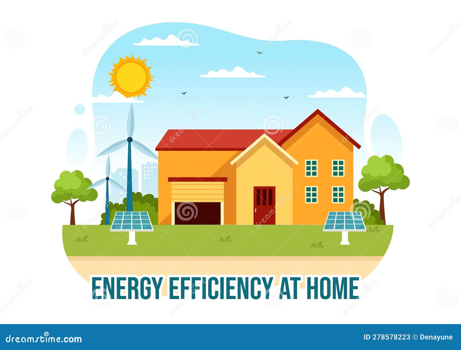 Energy Efficient at Home Vector Illustration of Smart House Technology ...