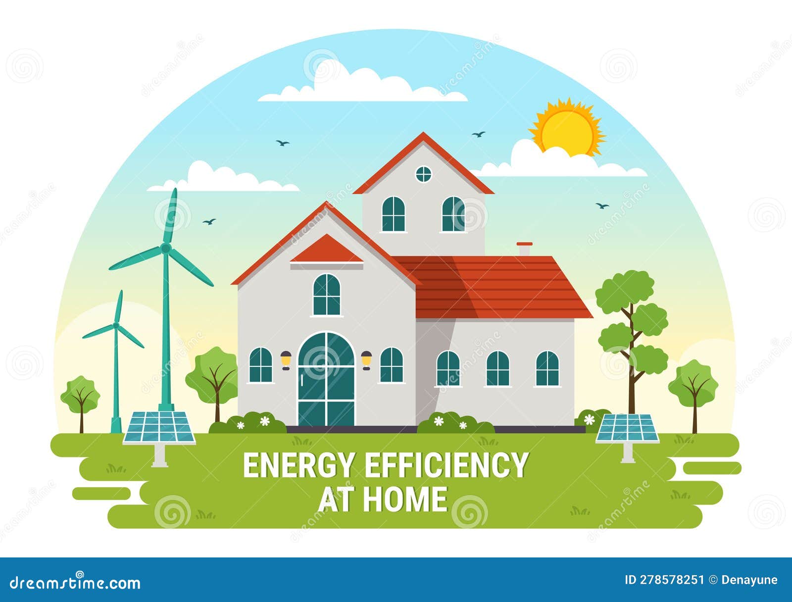 Energy Efficient at Home Vector Illustration of Smart House Technology ...