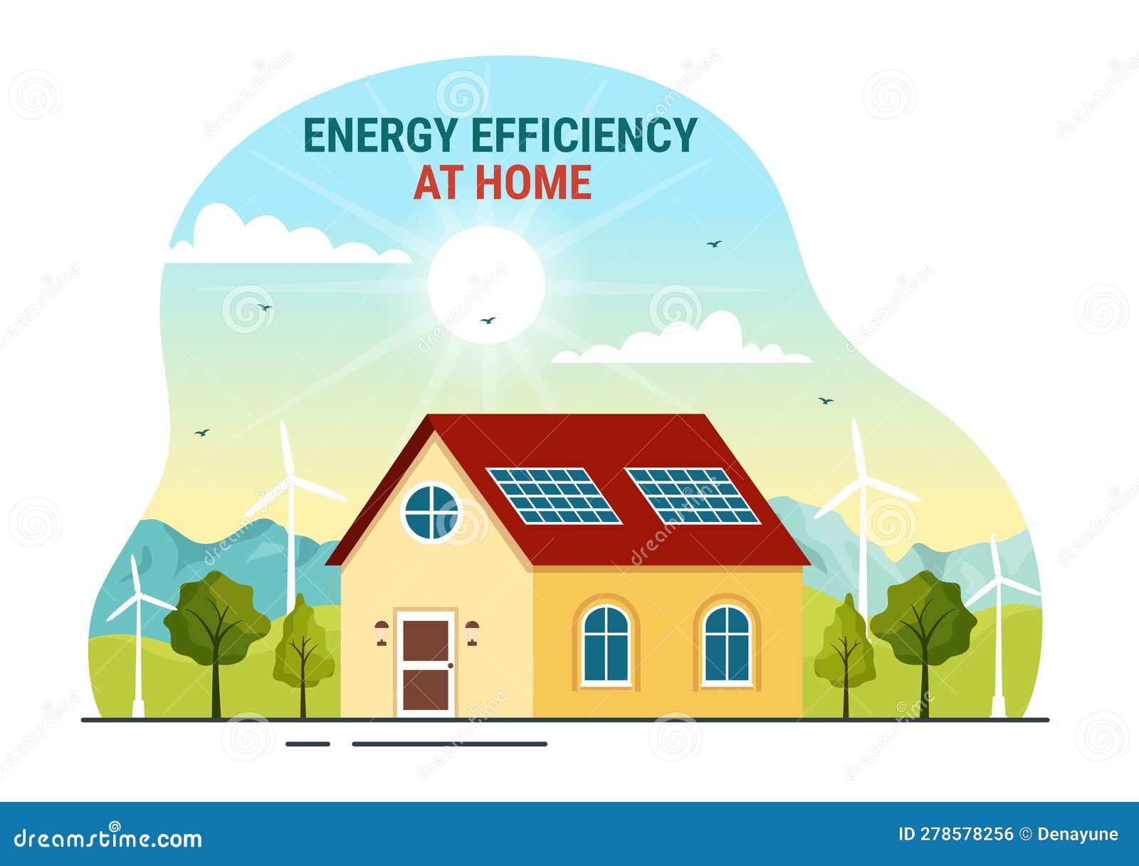 Energy Efficient at Home Vector Illustration of Smart House Technology ...
