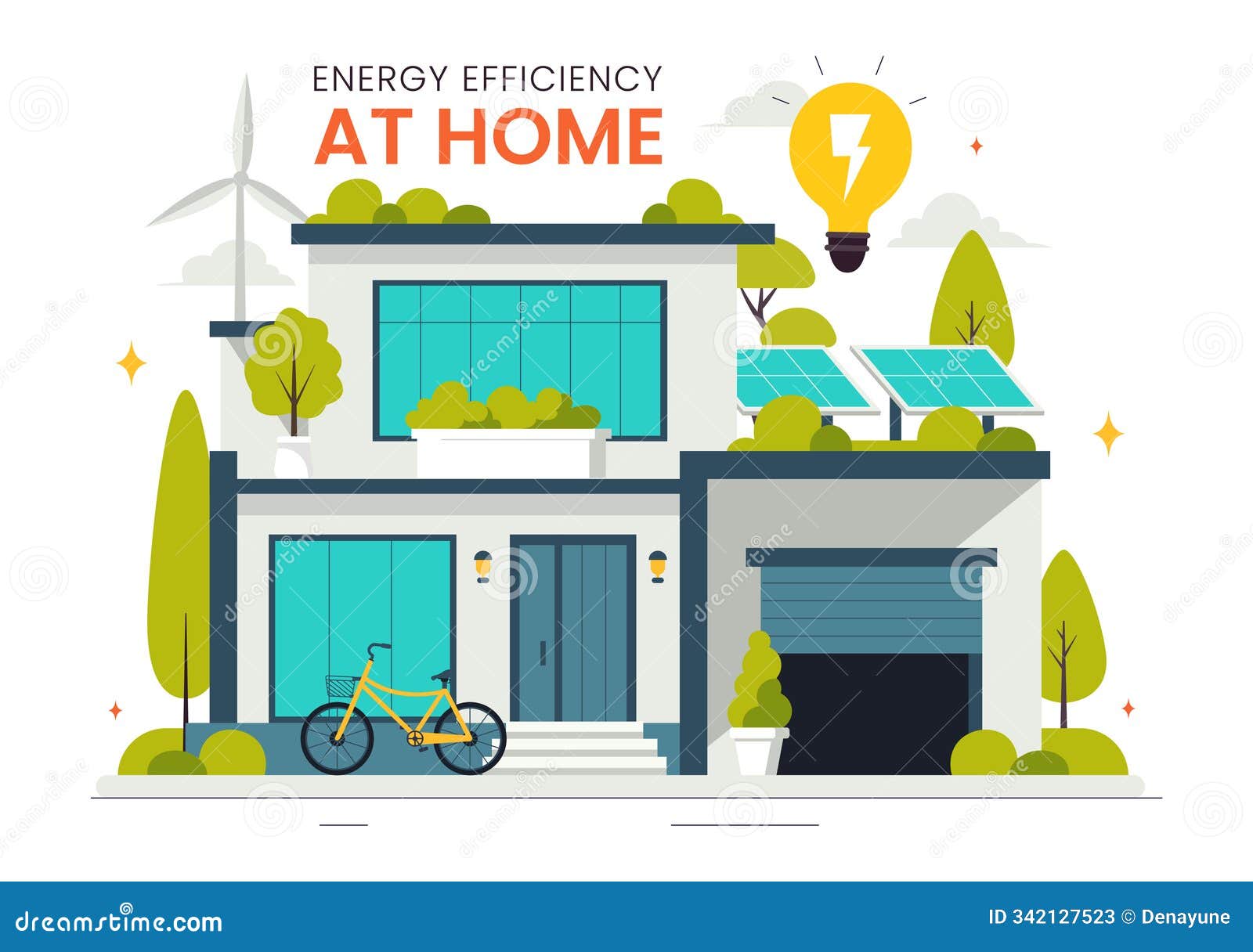 Energy Efficient at Home Vector Illustration of Smart House Technology ...