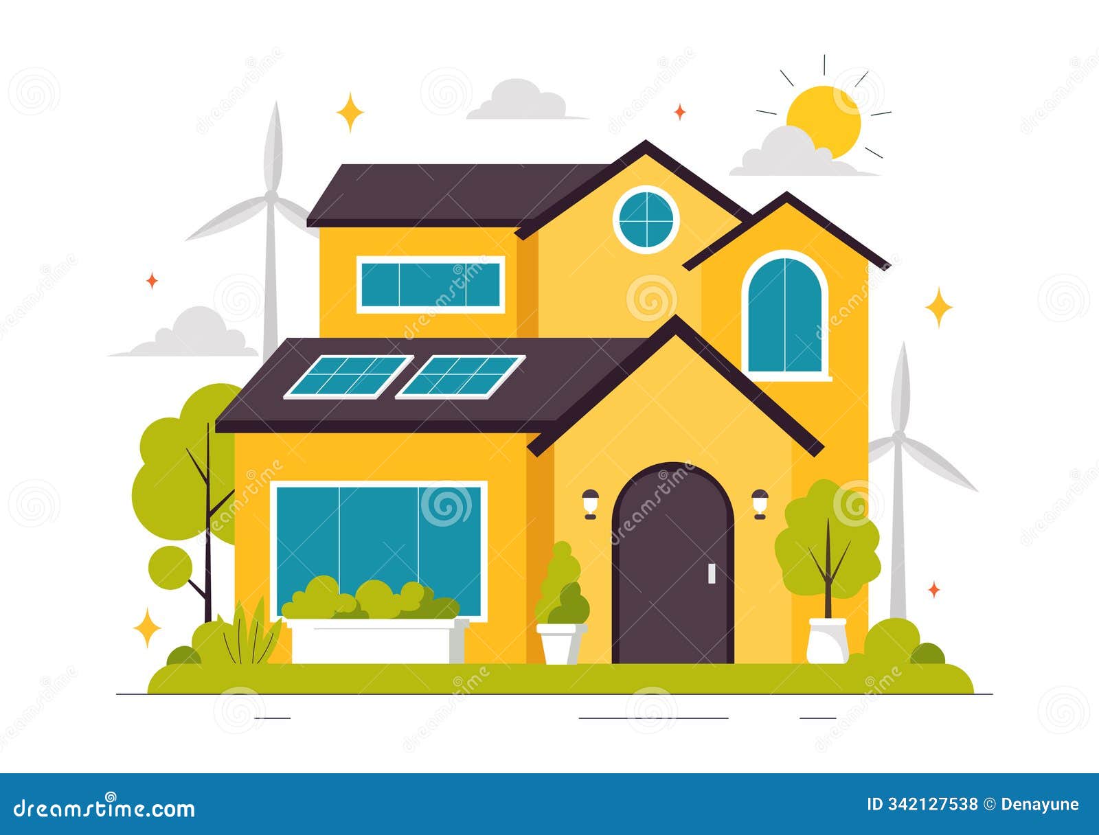 Energy Efficient at Home Vector Illustration of Smart House Technology ...