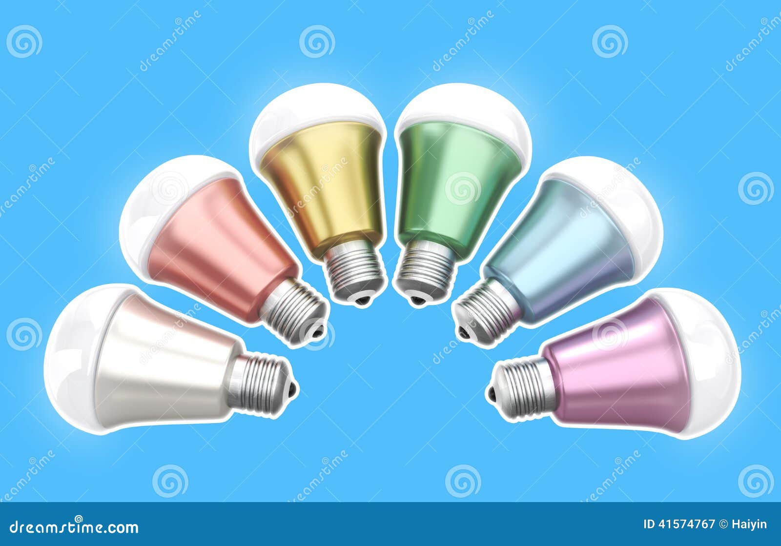 Energy Efficient LED Light Bulbs Arranged in Fan Shape Stock ...