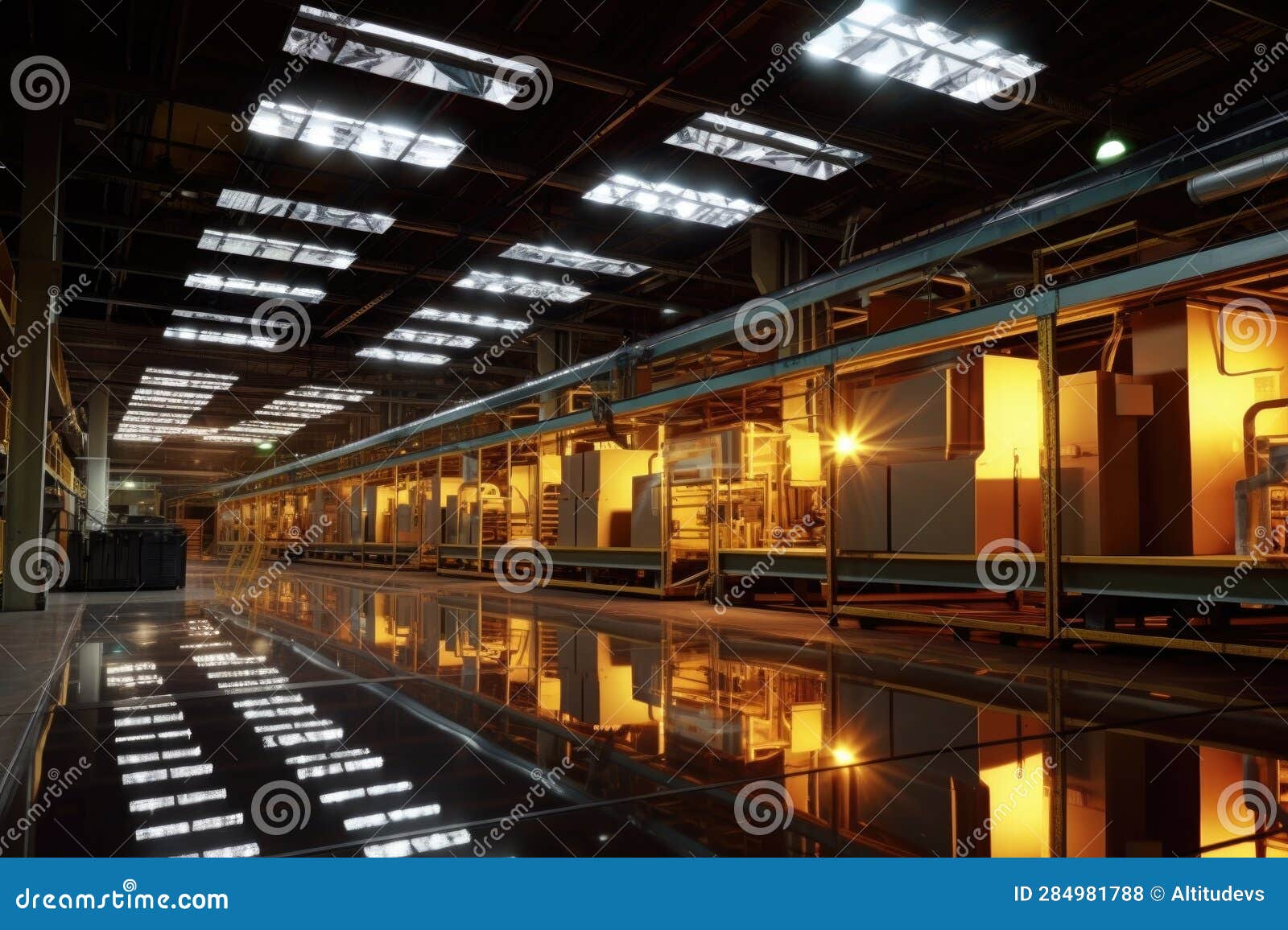 Energy-efficient Led Lighting in a Factory Setting Stock Illustration ...