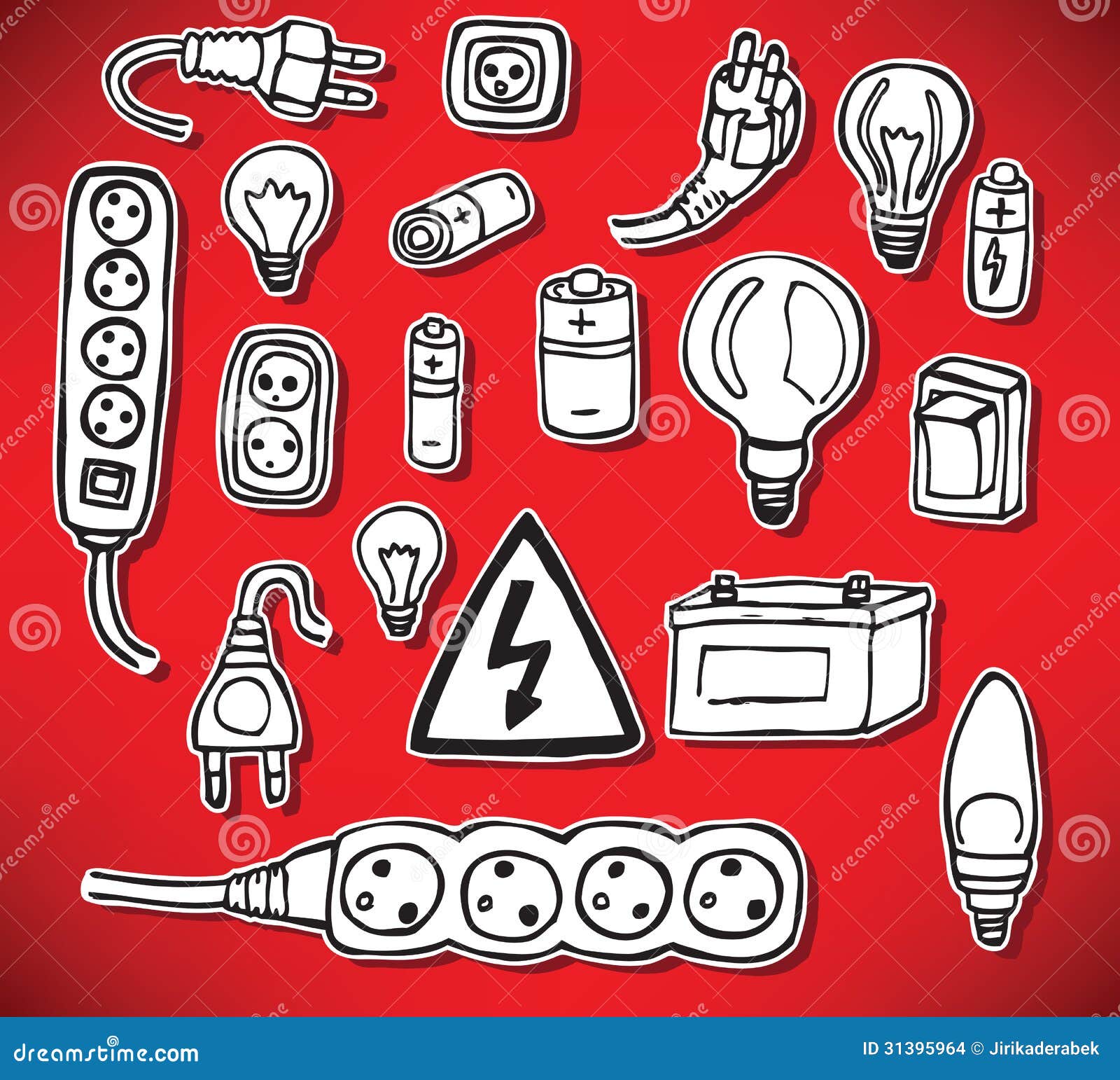 Electric Symbols Set Of Current, Three-phase Connections And Electrical ...