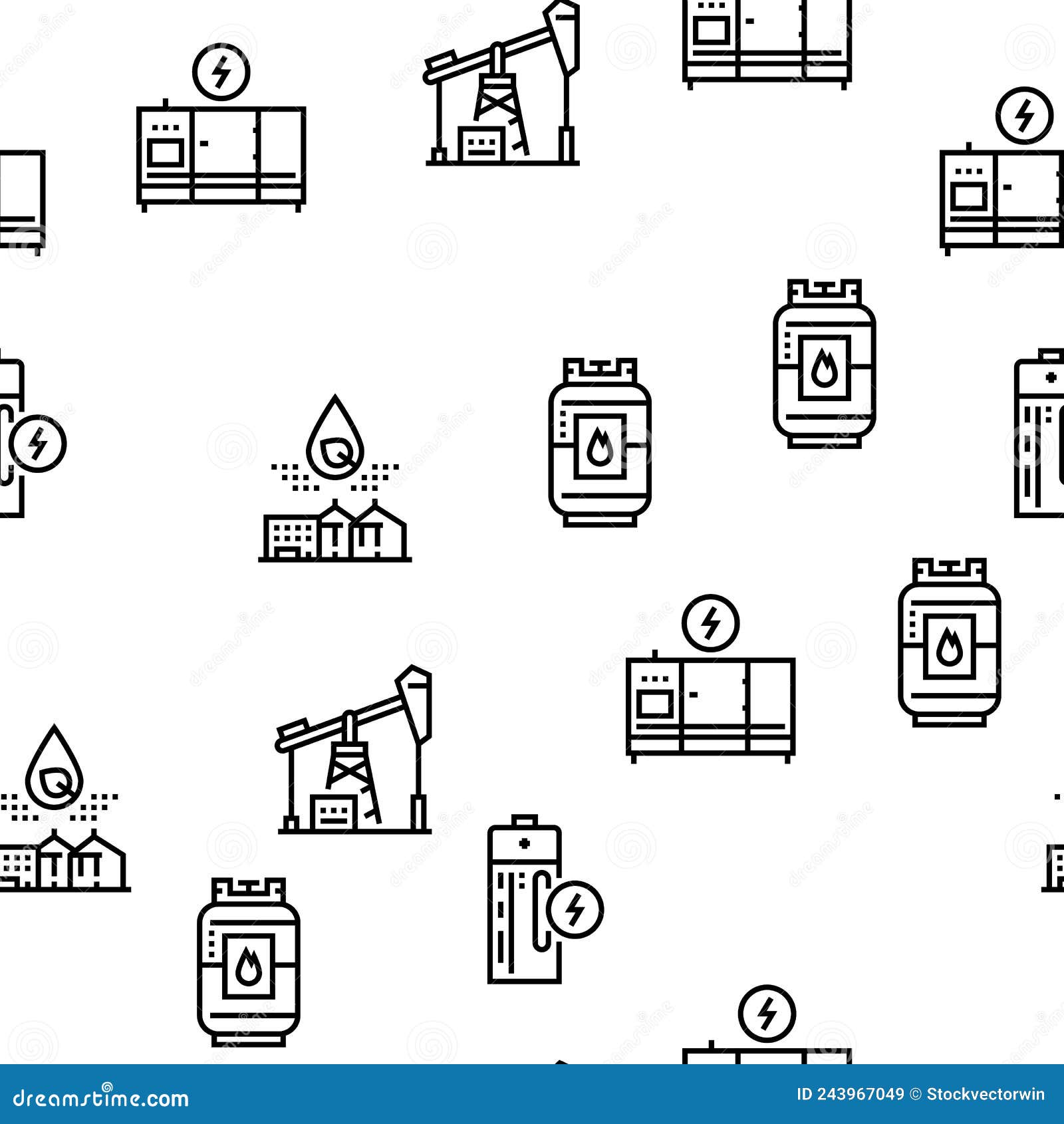 Energy Electricity and Fuel Power Vector Seamless Pattern Stock ...