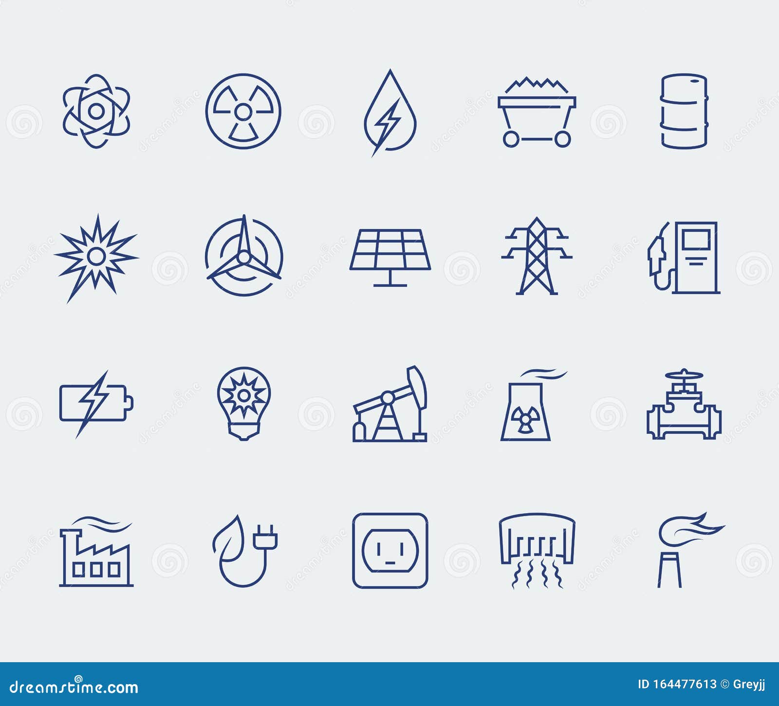 Energy and Electricity Icon Set in Thin Line Style Stock Vector ...
