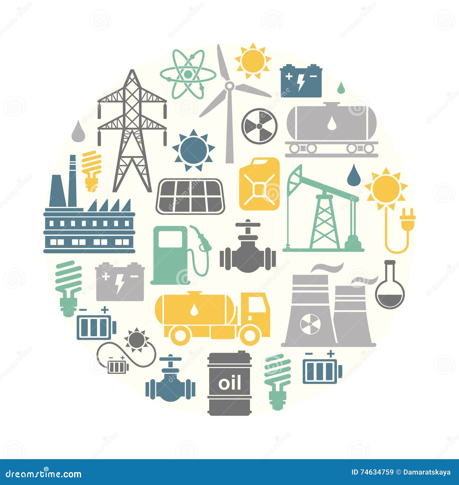 Energy, Electricity, Power Vector Round Shape Background. Stock Vector ...