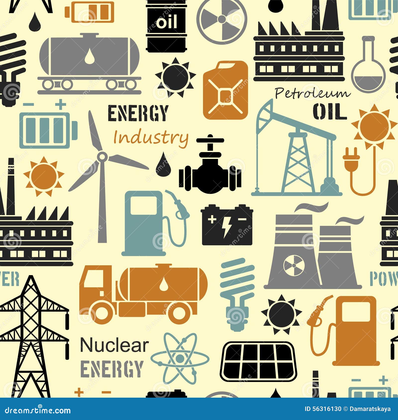 Energy Electricity Power Vector Seamless Background Stock Illustrations ...