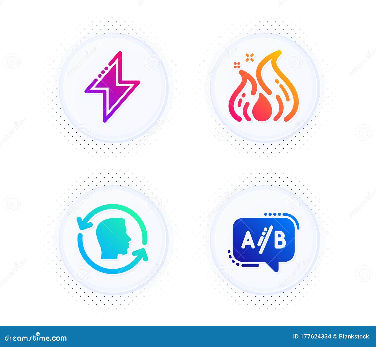 Energy, Fire Energy and Face Id Icons Set. Ab Testing Sign. Thunderbolt ...