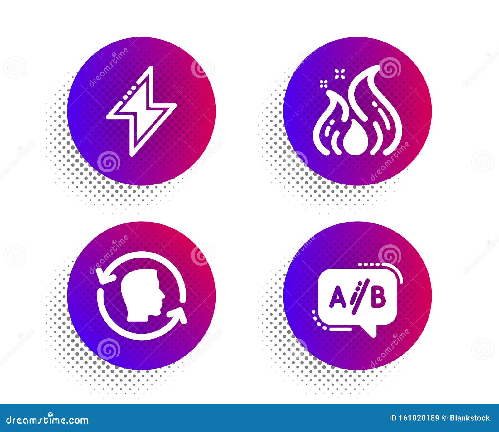 Energy, Fire Energy and Face Id Icons Set. Ab Testing Sign. Thunderbolt ...