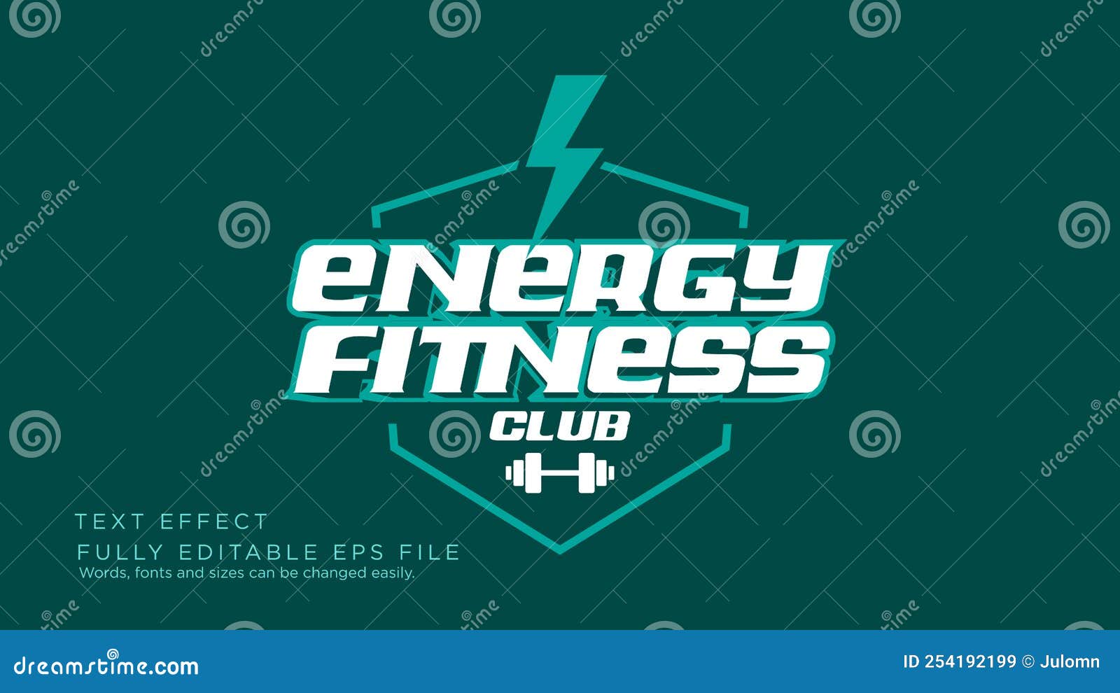 Energy Fitness Logo Text Effect Font Type Stock Vector - Illustration ...