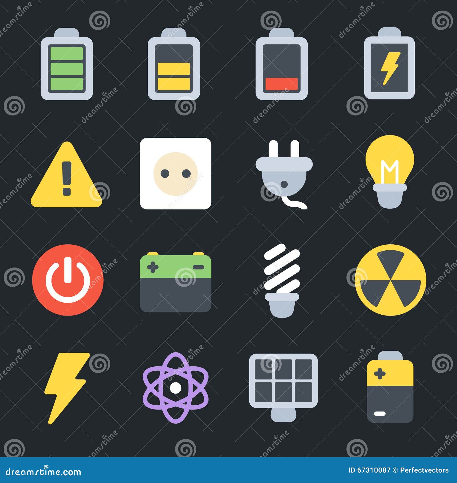 Energy Flat Icons stock vector. Illustration of element - 67310087