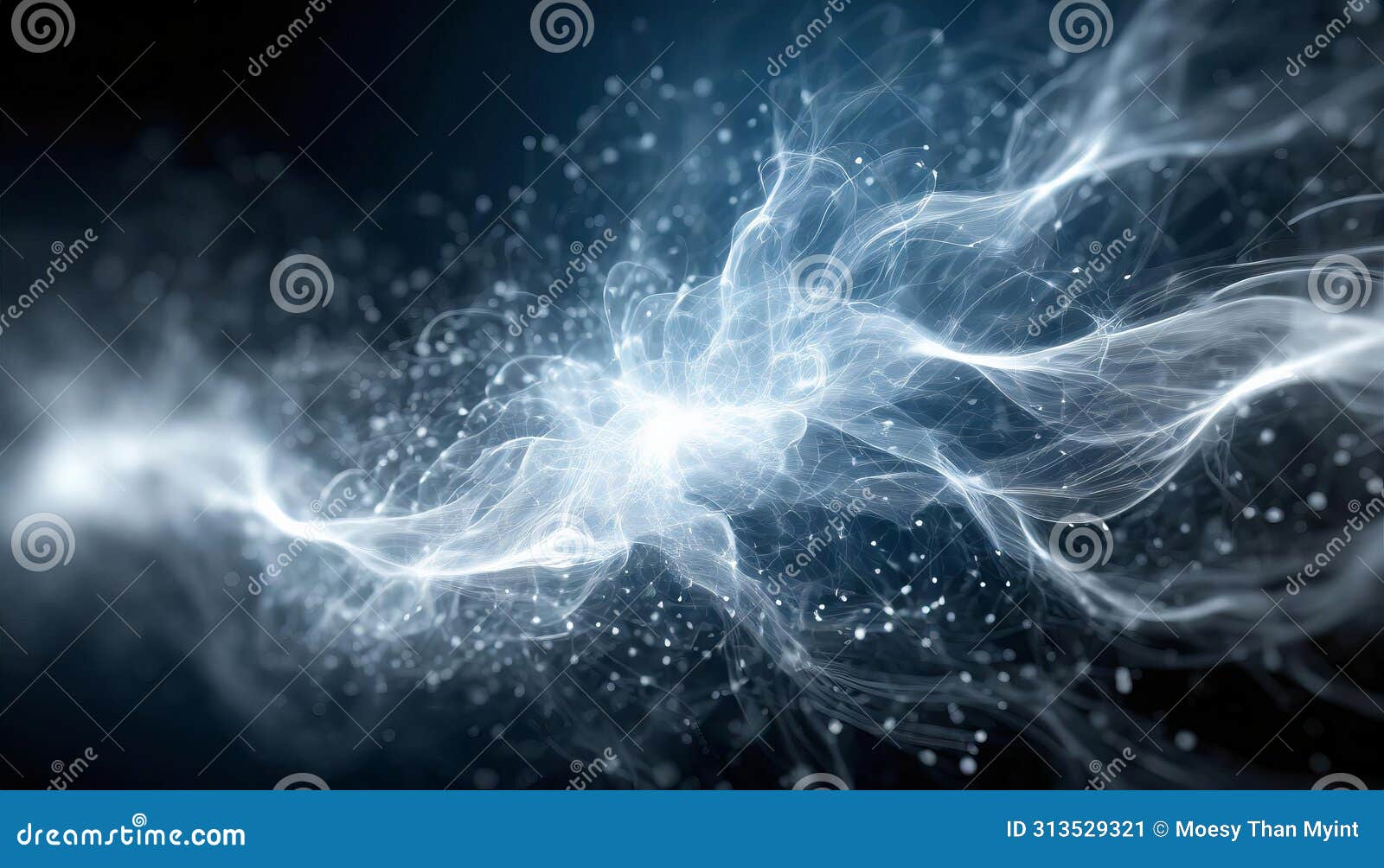 Energy Flow Abstract Background White Glowing Electric Particles, Smoke ...