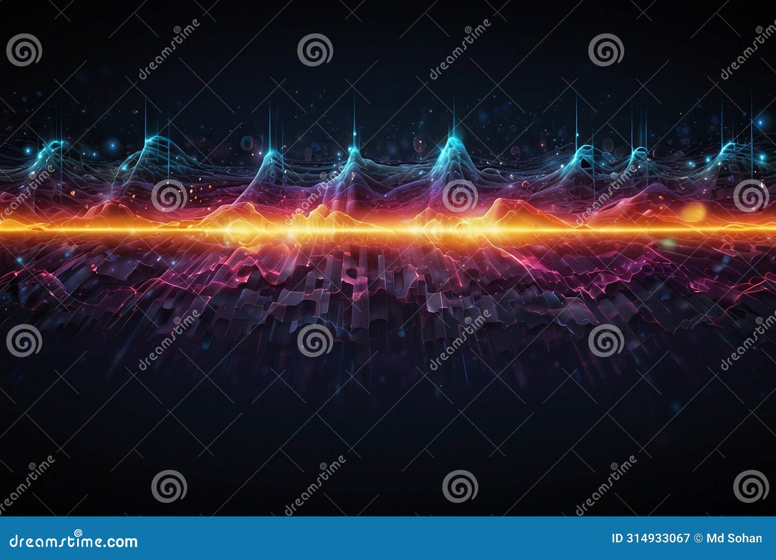 Energy Flow Background Glowing Blue Energy Light Waves Stock ...