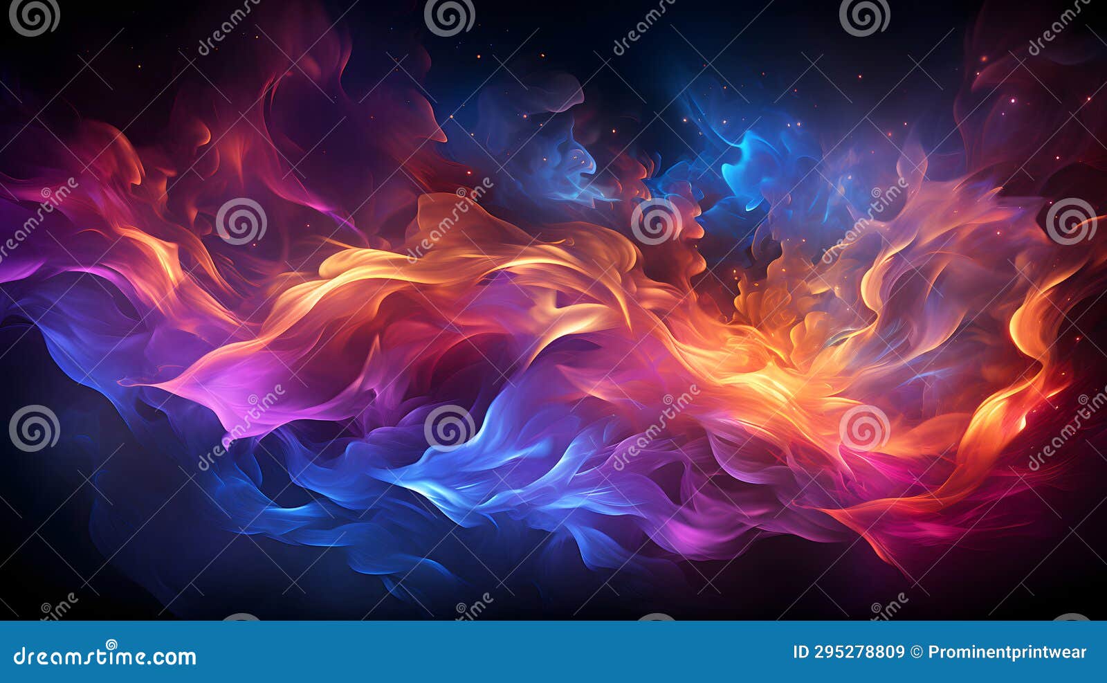 Energy Flow Background Large Waves of Energy Illustration. Starry Night ...