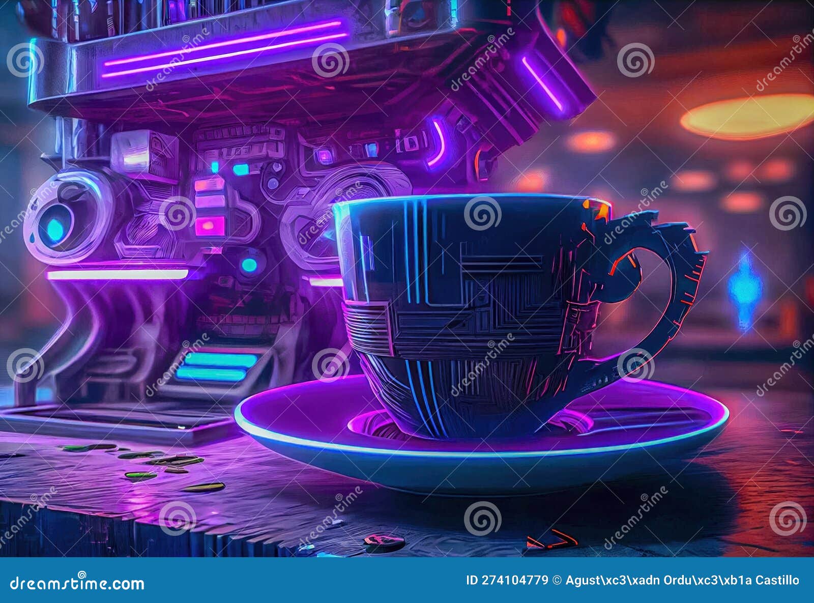 Energy Flow in a Futuristic Coffee Cup. Ia Generative. Stock ...