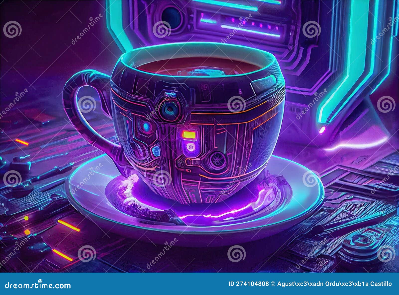 Energy Flow in a Futuristic Coffee Cup. Ia Generative. Stock ...