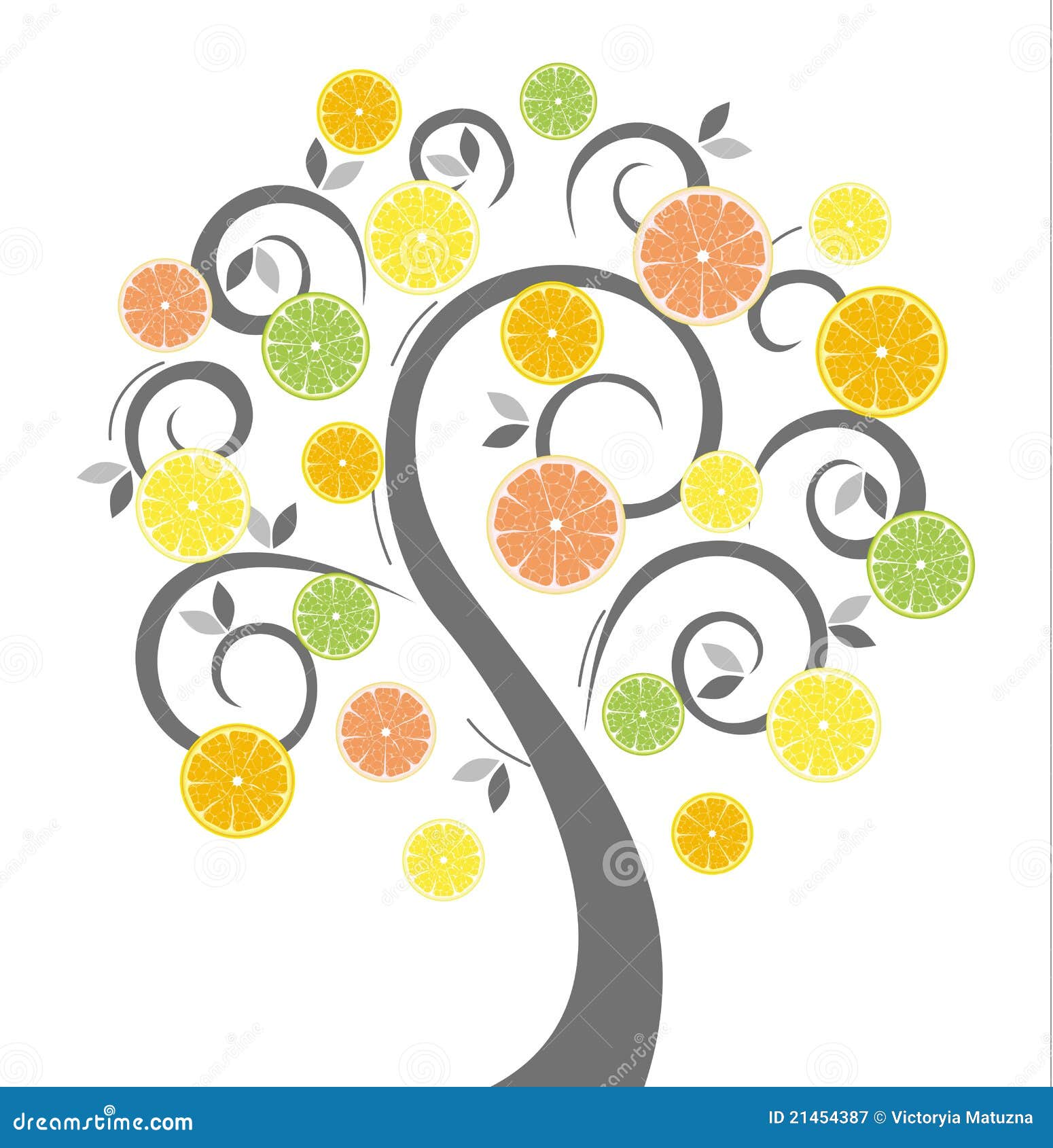 A Citrus Tree With Leaves And Roots Logo Icon. Vector Illustration ...