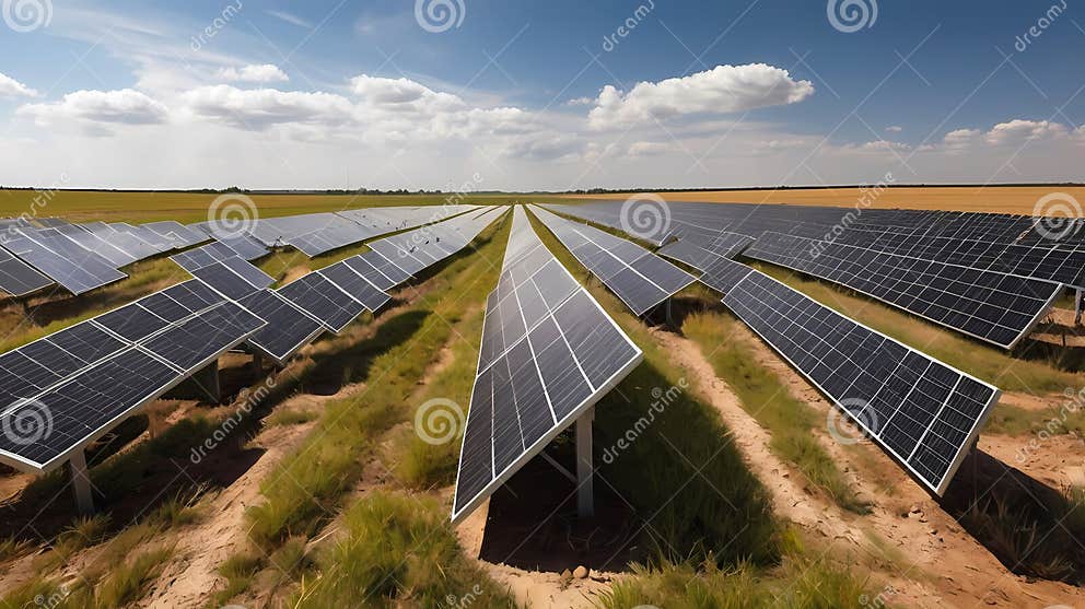 Energy of the Future: Rows of Solar Panels Convert Sunlight into Clean ...