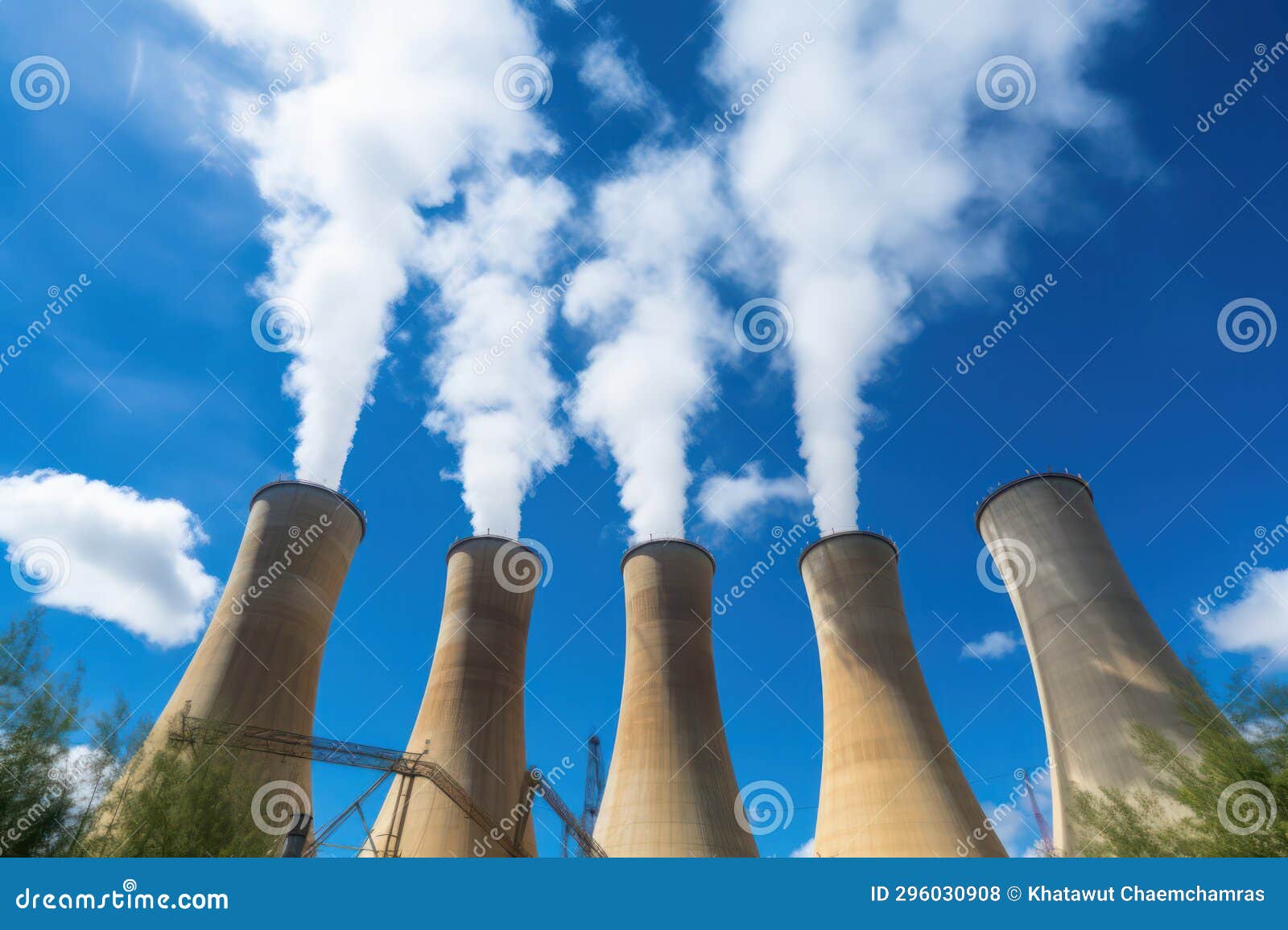 Energy Generation Process, Power Plant S Heat Smoke Release Stock ...