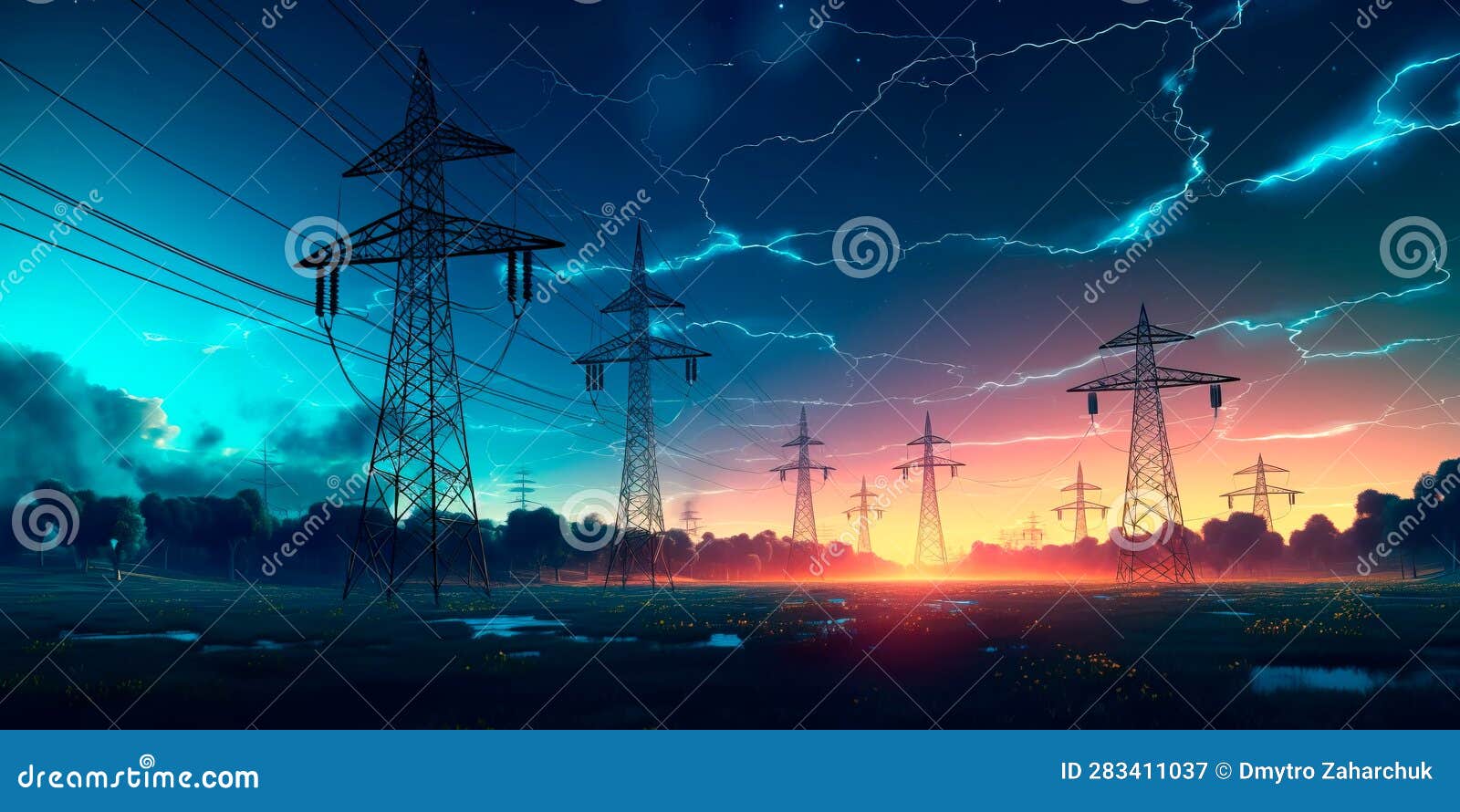 Energy Grid with Interconnected Power Lines and Renewable Energy ...