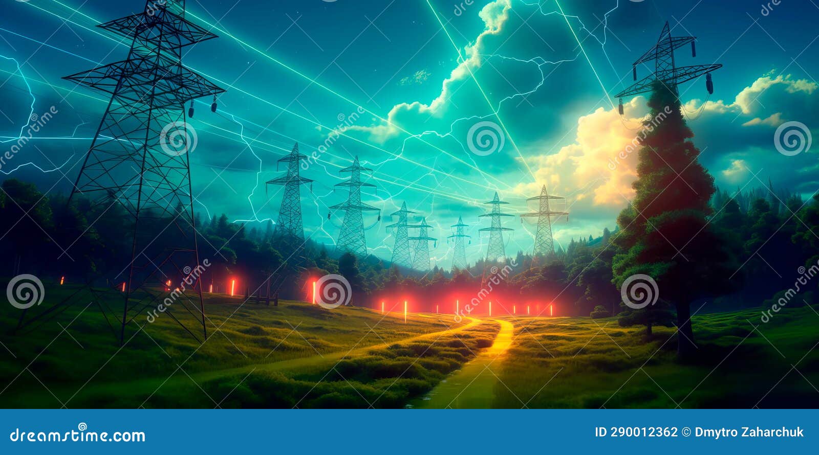 Energy Grid with Interconnected Power Lines and Renewable Energy ...