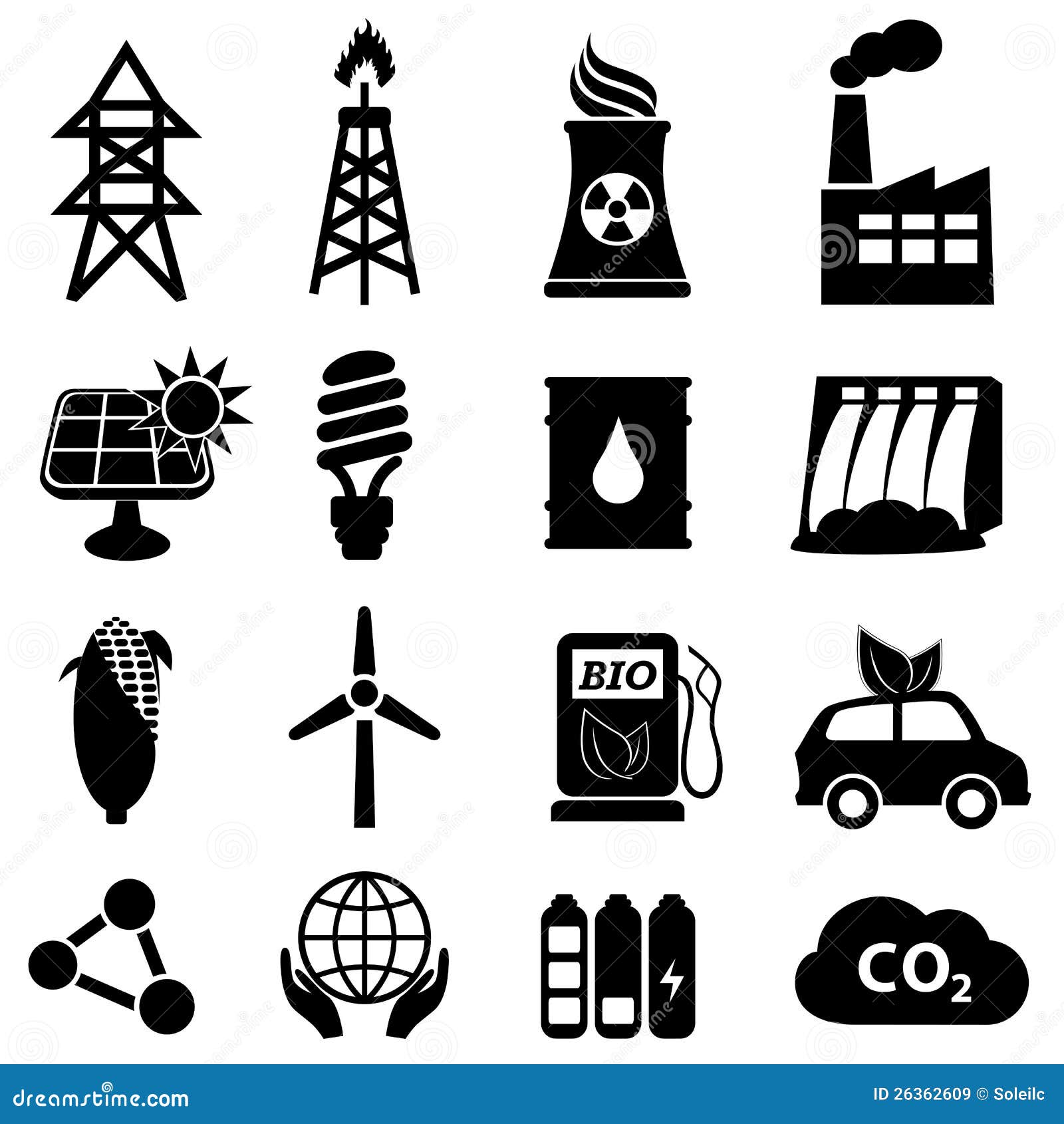Energy icon set stock vector. Illustration of conservation - 26362609