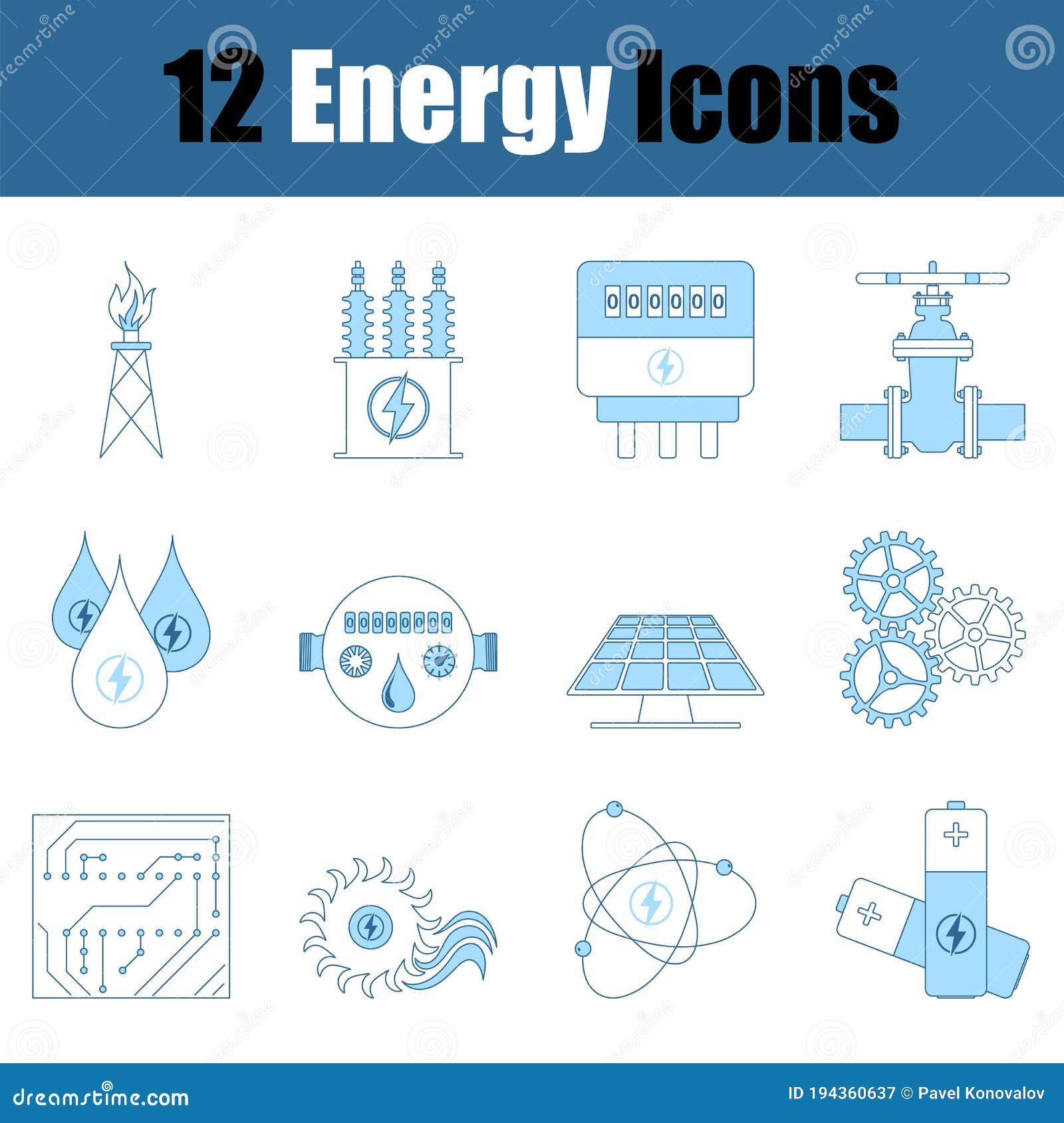 Energy Icon Set stock vector. Illustration of pipe, ecology - 194360637
