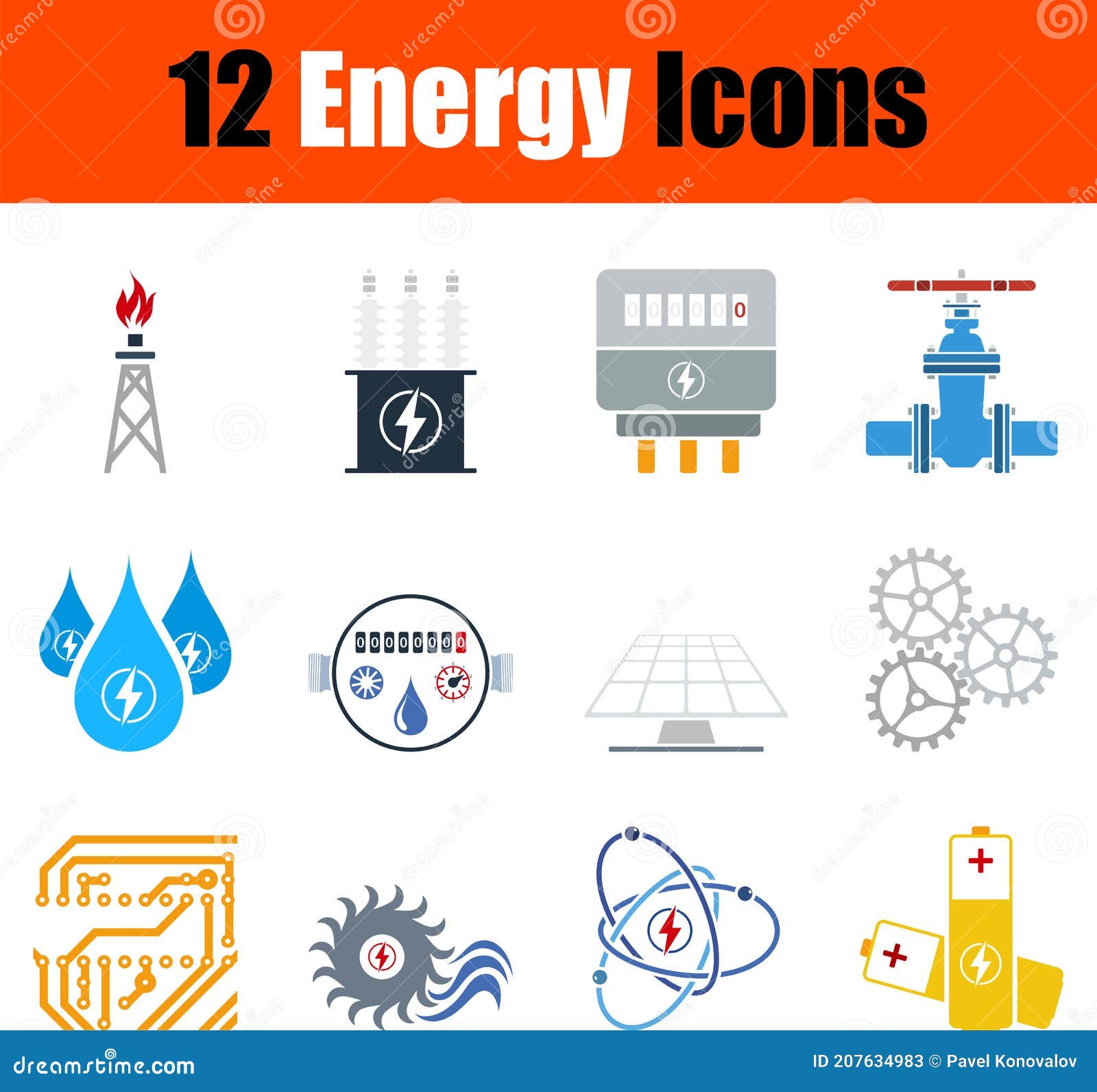 Energy Icon Set stock vector. Illustration of electricity - 207634983