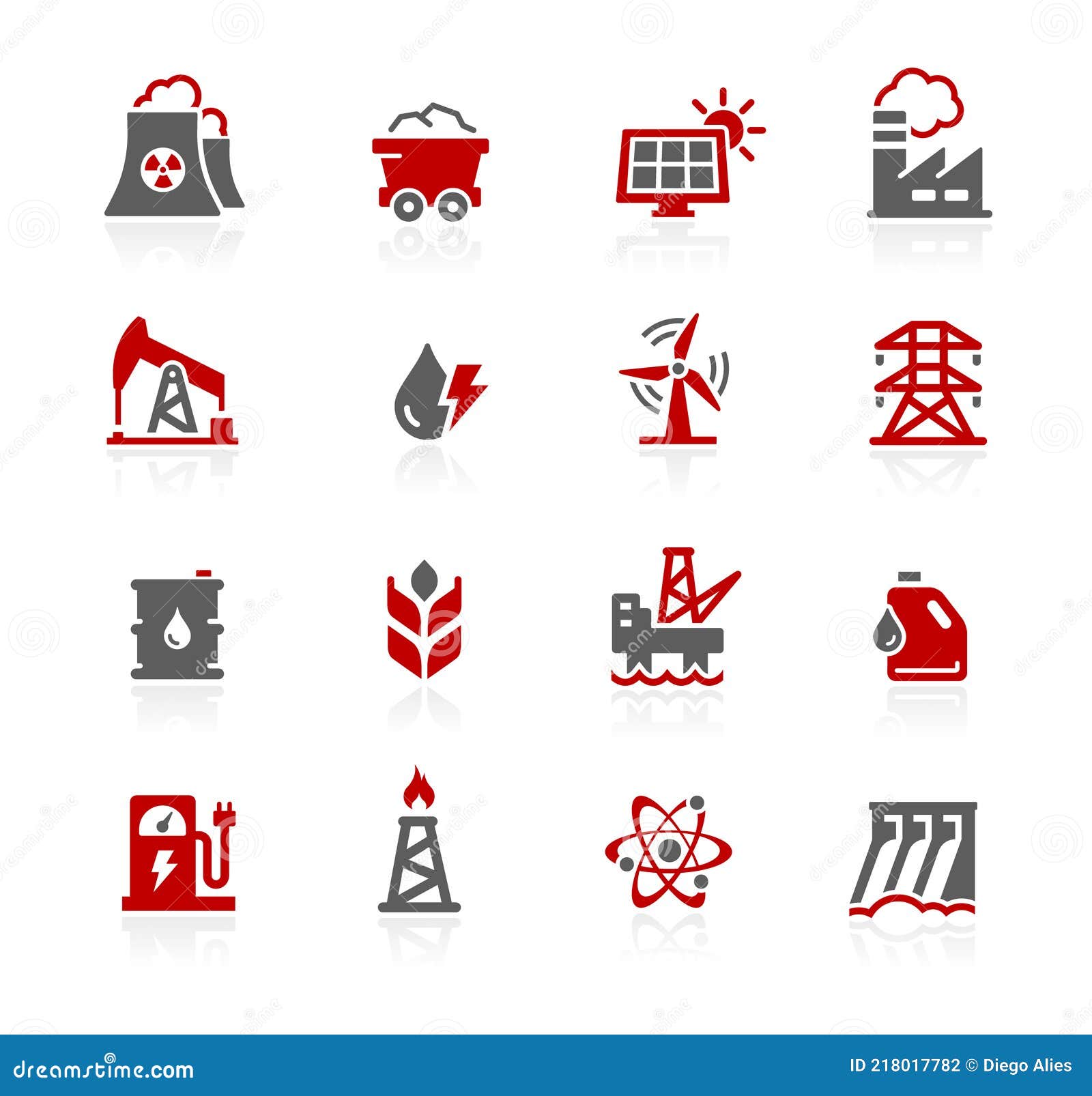 Energy Icon Set // Redico Series Stock Vector - Illustration of ...