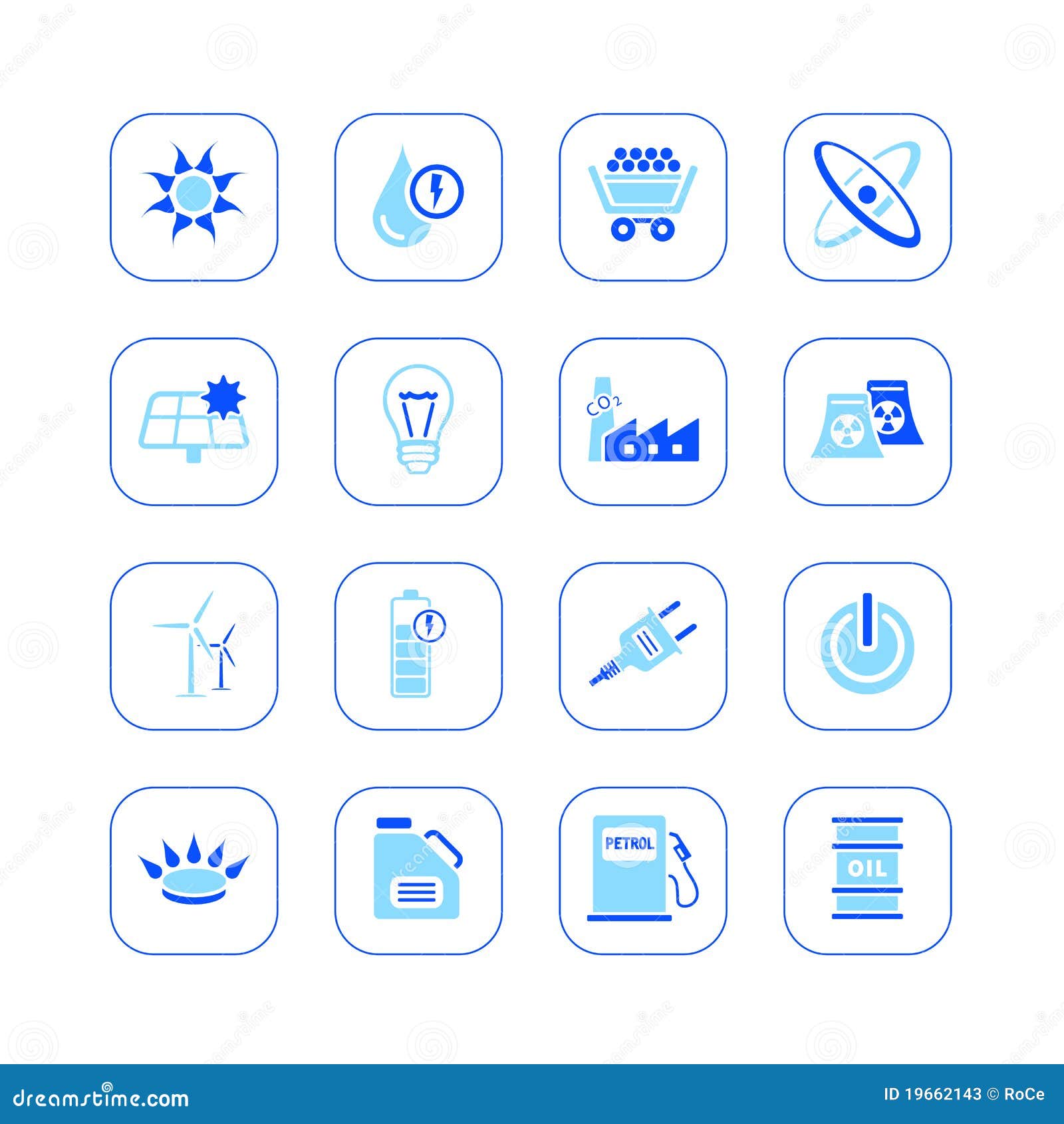 Energy icons - blue series stock vector. Illustration of pump - 19662143