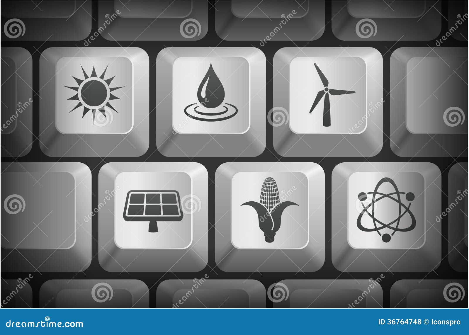 Energy Icons on Computer Keyboard Buttons Stock Illustration ...