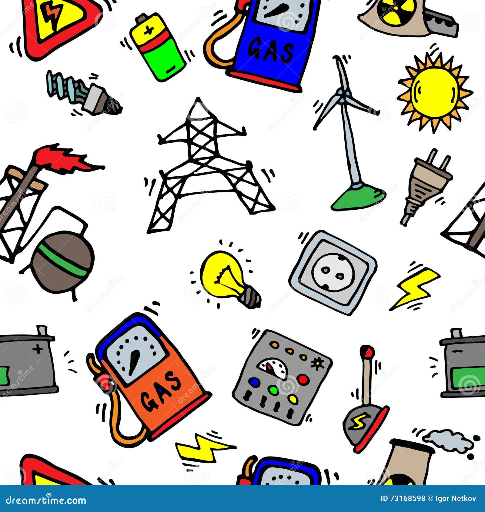 Energy Icons Pattern stock vector. Illustration of bolt - 73168598