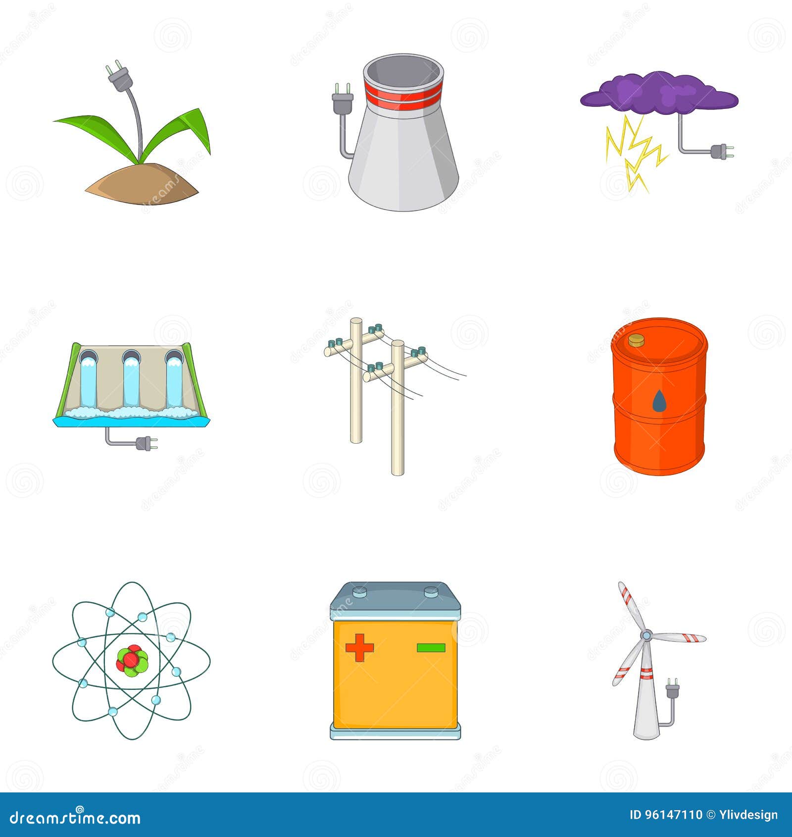 Energy Icons Set, Cartoon Style Stock Vector - Illustration of industry ...