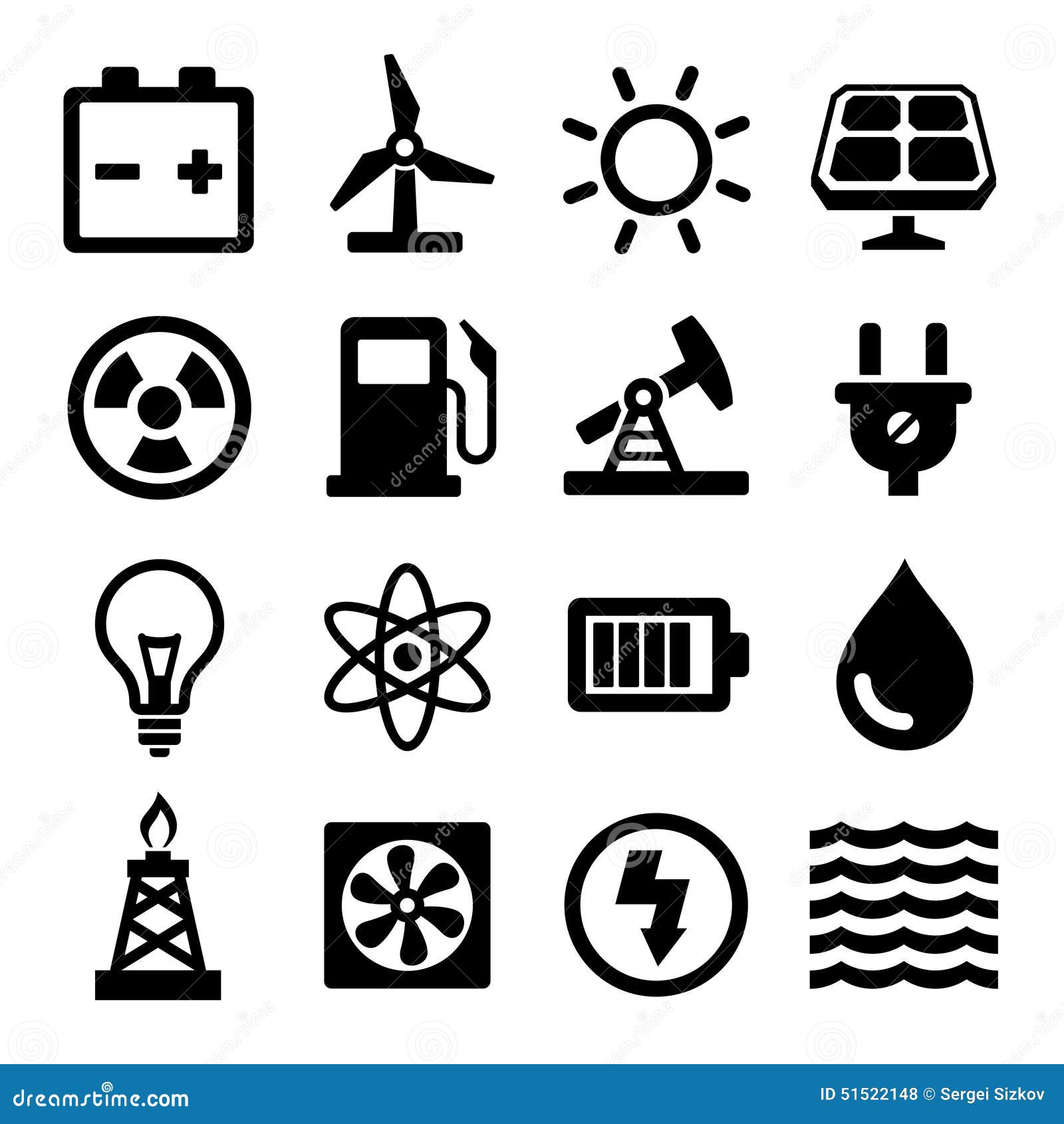 Energy Icons Set stock vector. Illustration of panel - 51522148