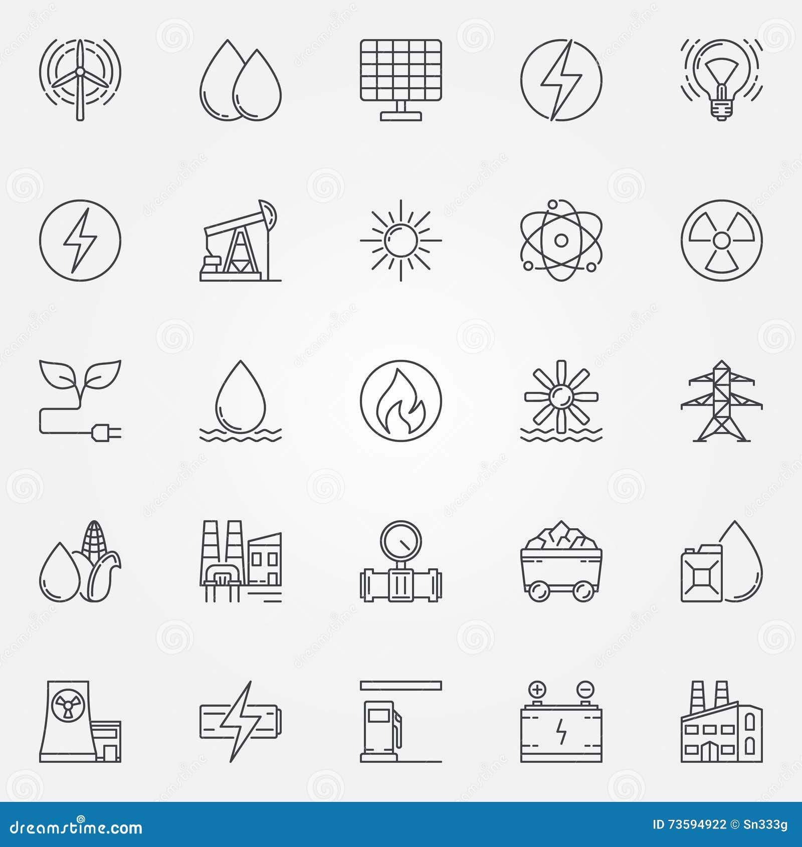 Energy icons vector set stock vector. Illustration of lightbulb - 73594922