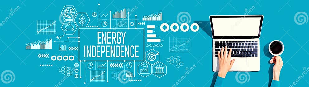 Energy Independence Concept with Person Using a Laptop Stock Photo ...