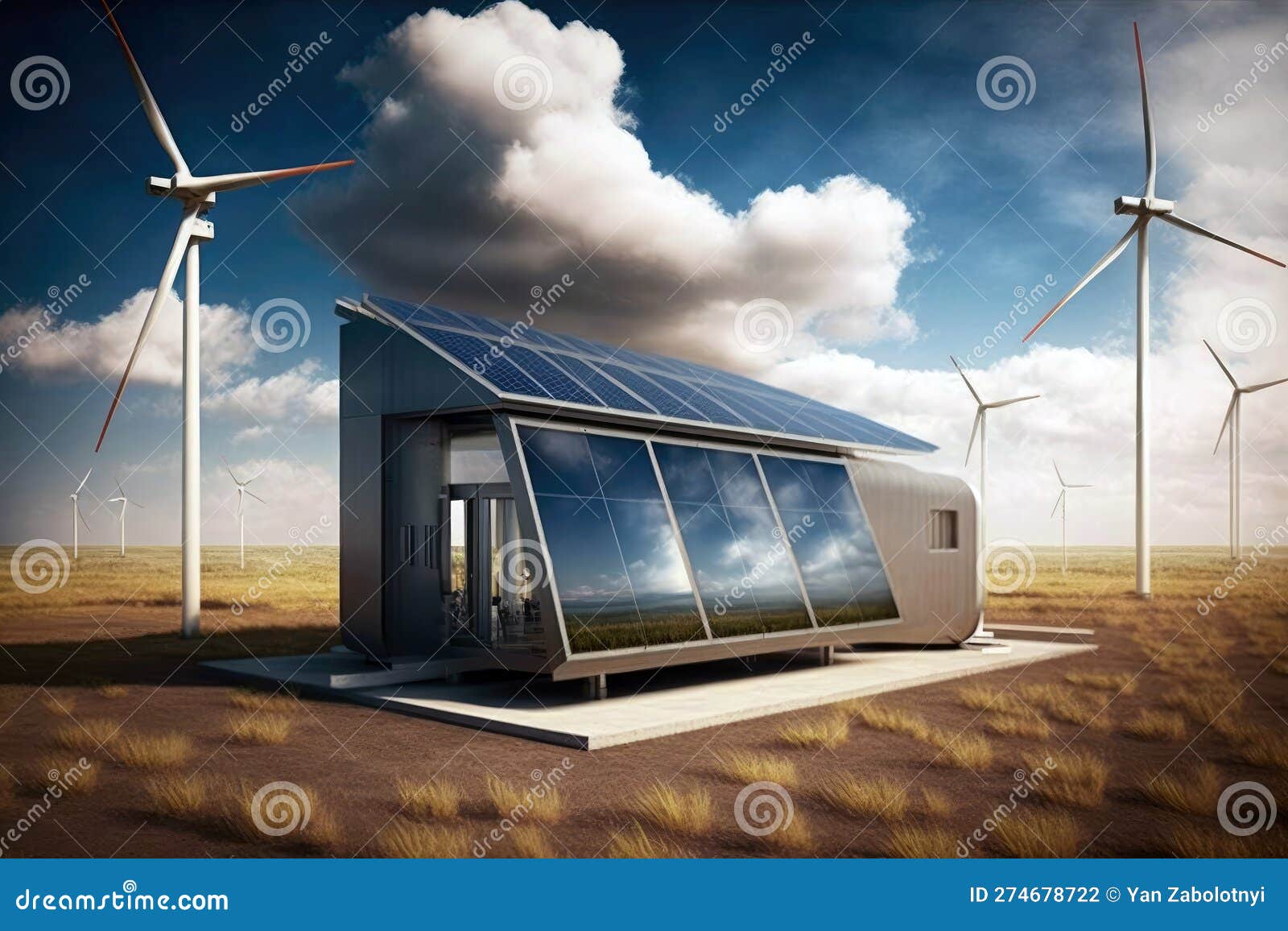Energy Lab with Solar Panels and Wind Turbines. Generative AI Stock ...